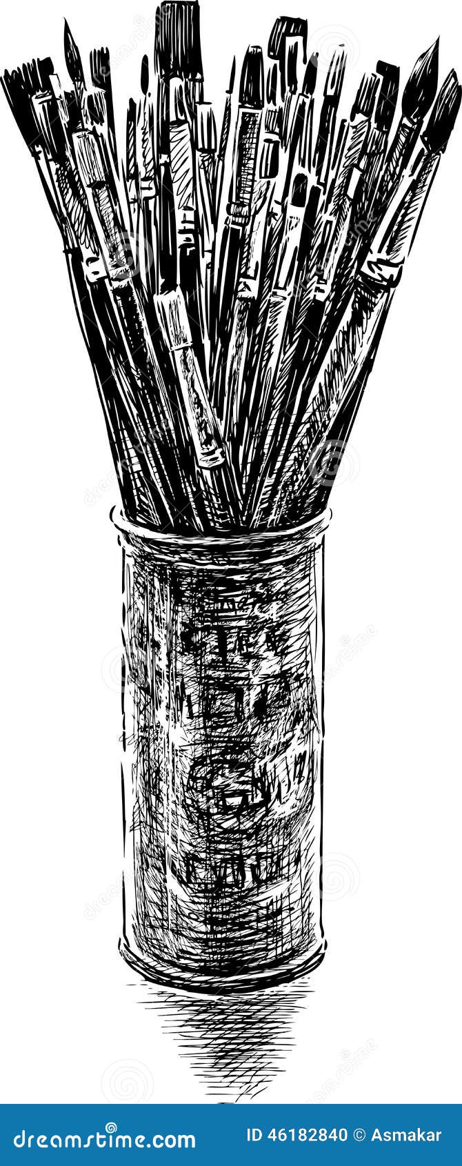 Pennelli in un barattolo illustrazione vettoriale. Illustrazione di ...