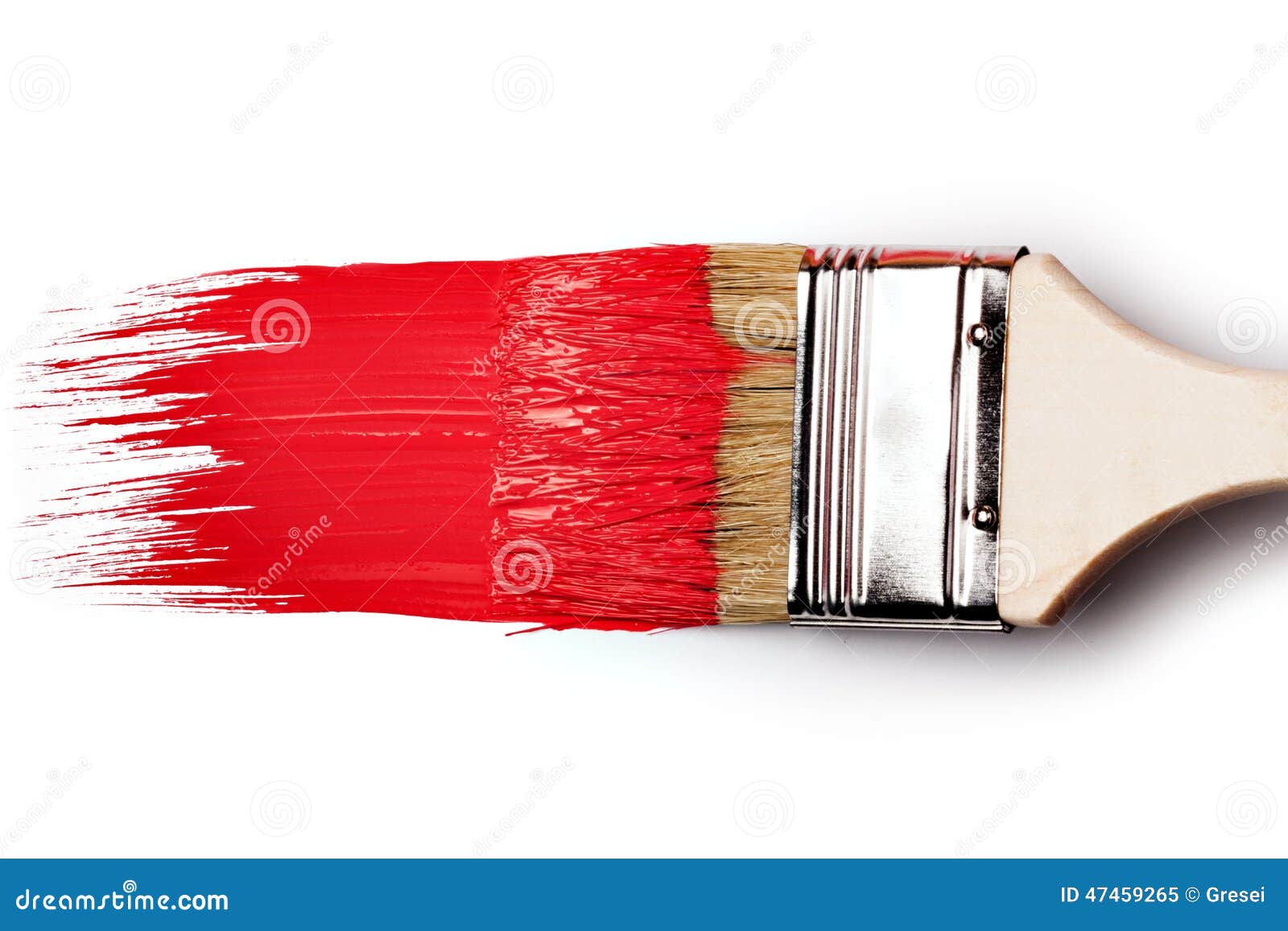Pennello con vernice rossa immagine stock. Immagine di pittore - 47459265