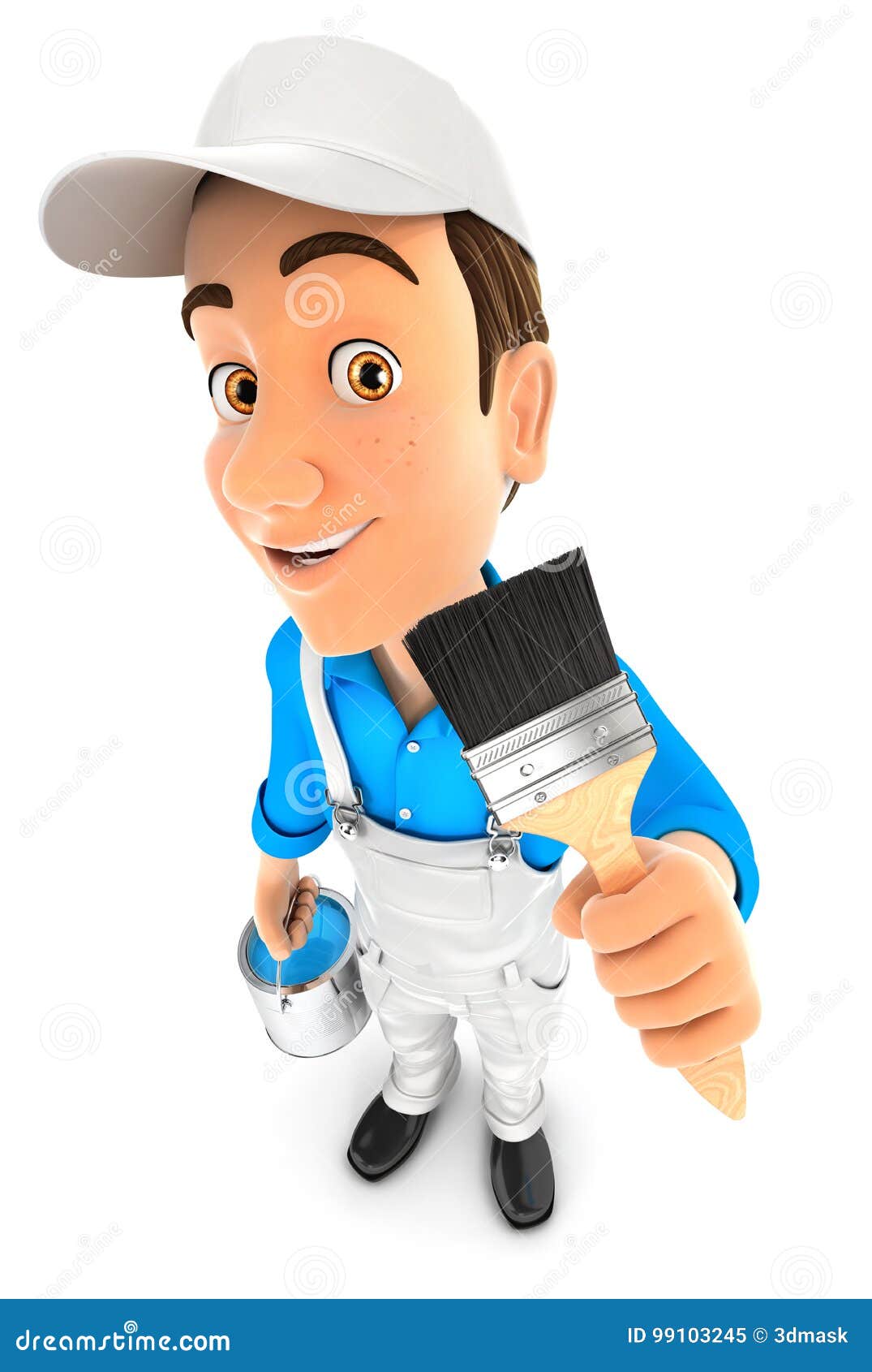 Pennello Della Tenuta Del Pittore 3d Illustrazione di Stock ...