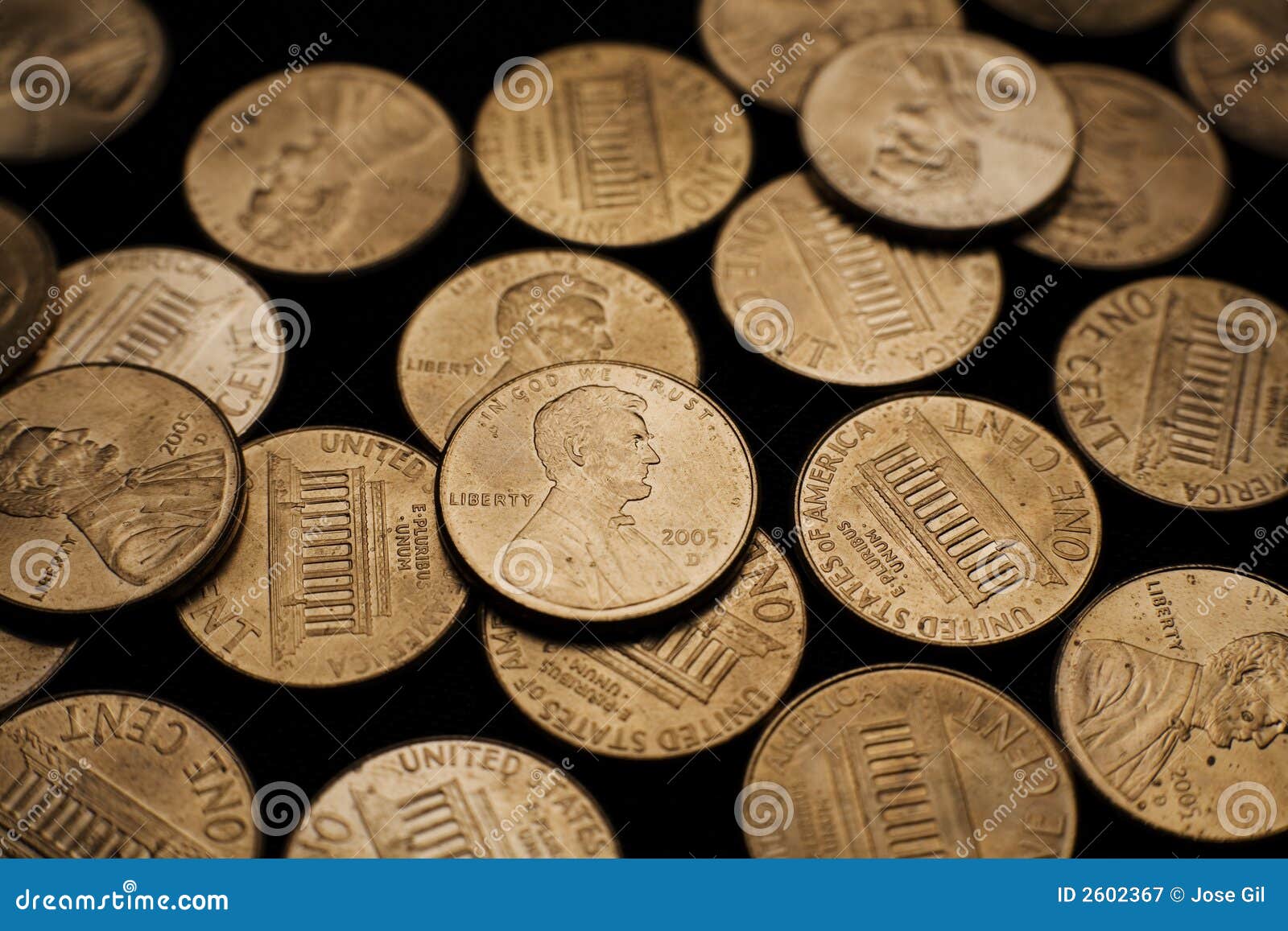 Pennies 3 stock image. Image of depth, close, background - 2602367
