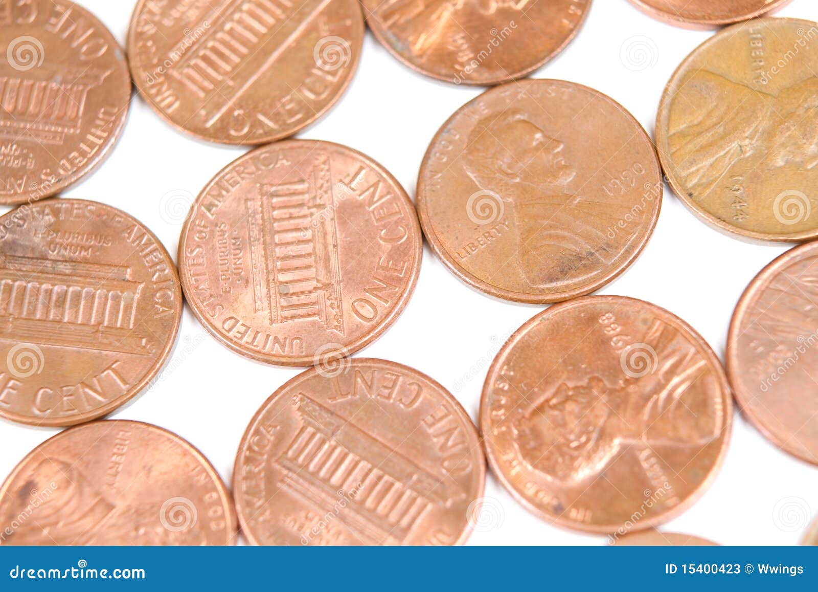 Pennies in a row stock image. Image of white, treasure - 15400423