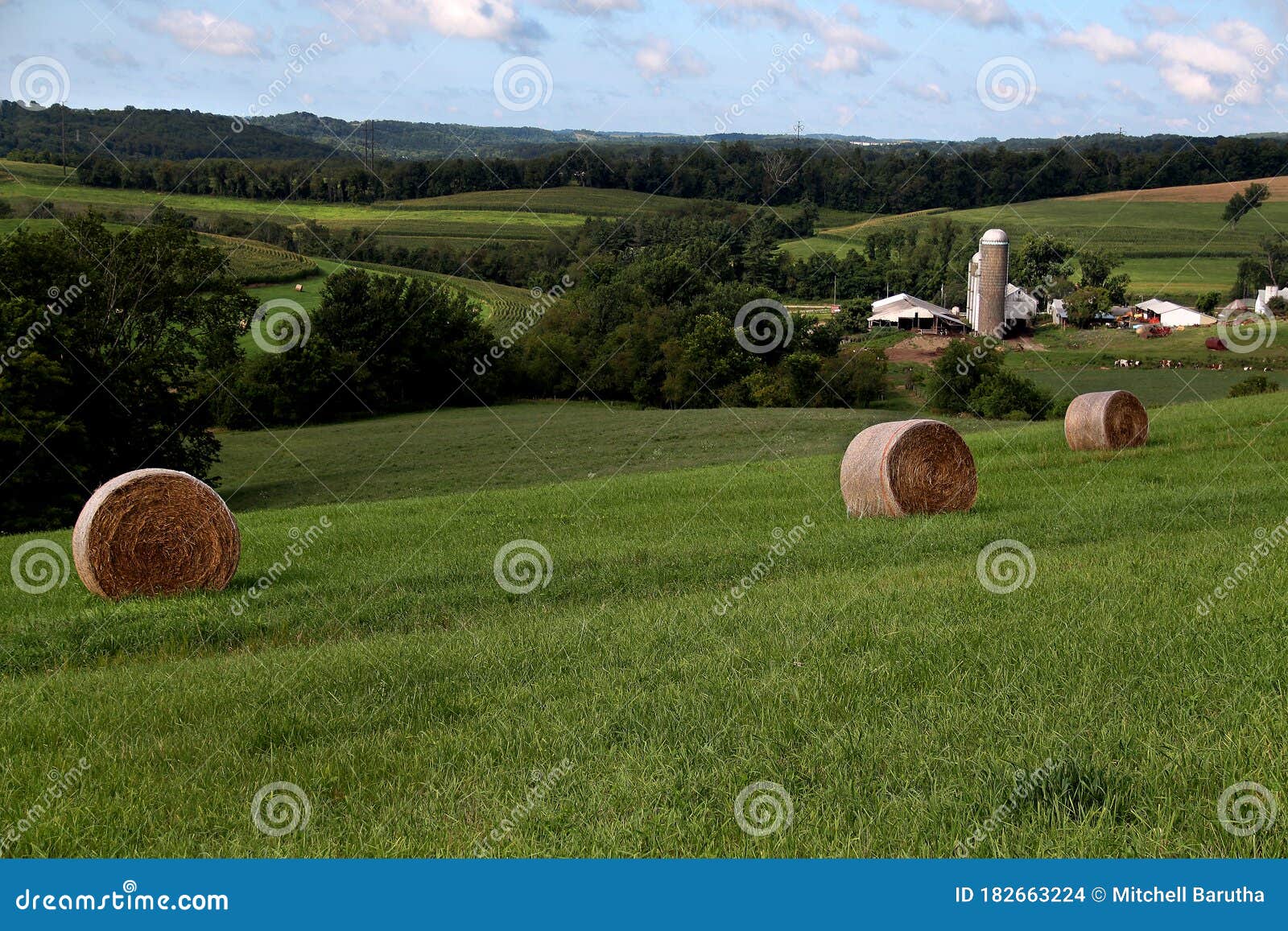 Pennsylvania Dairy Farm and Corn Fields and Hay Bales. Stock Photo ... Pennsylvania Dairy Farm and Corn Fields and Hay Bales. Stock Photo ...