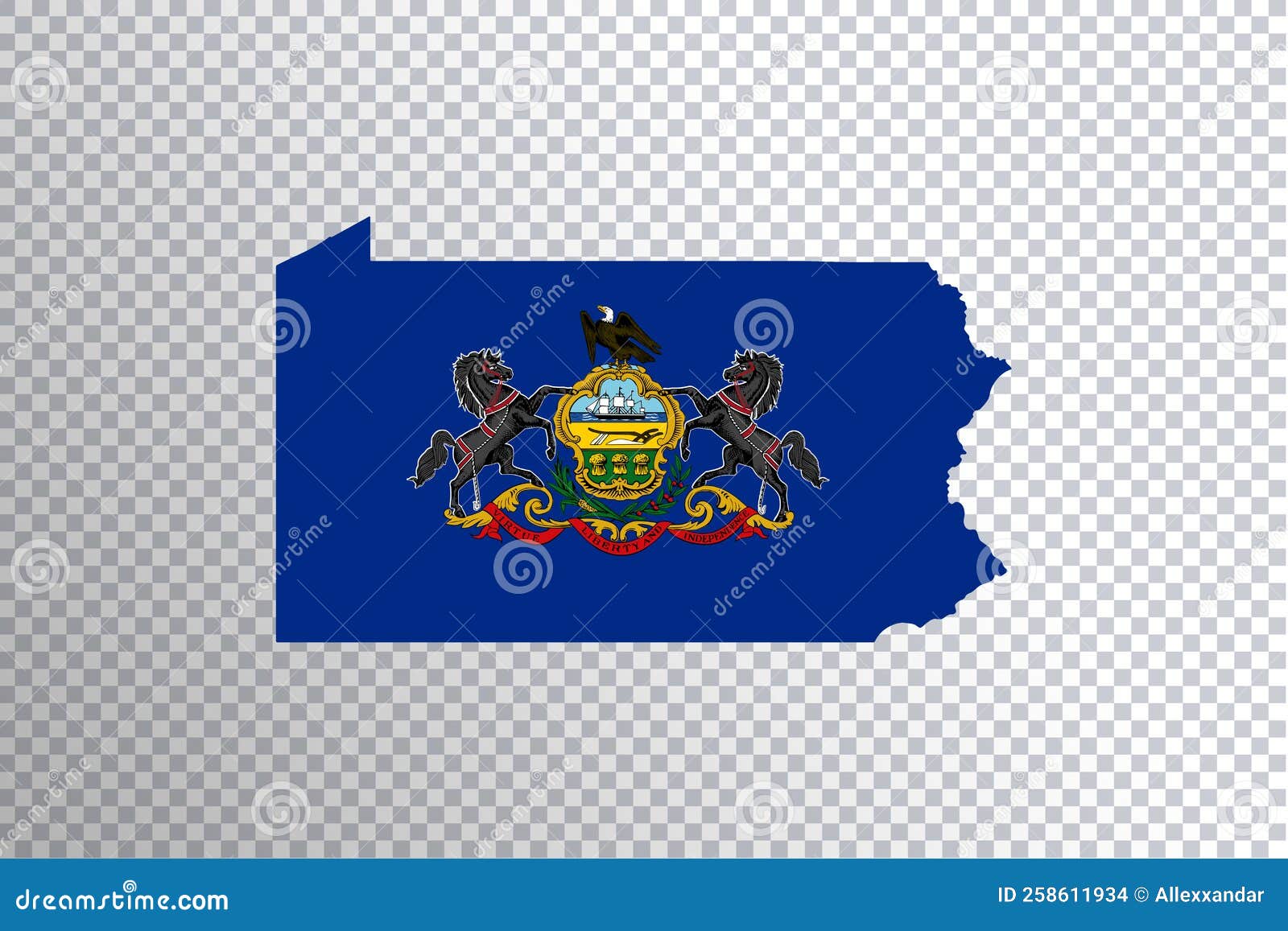 Pennsylvania Flag on Map, Transparent Background Stock Illustration ...