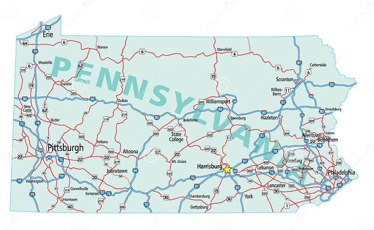 Pennsylvania Interstate Map Stock Vector - Illustration of county ...