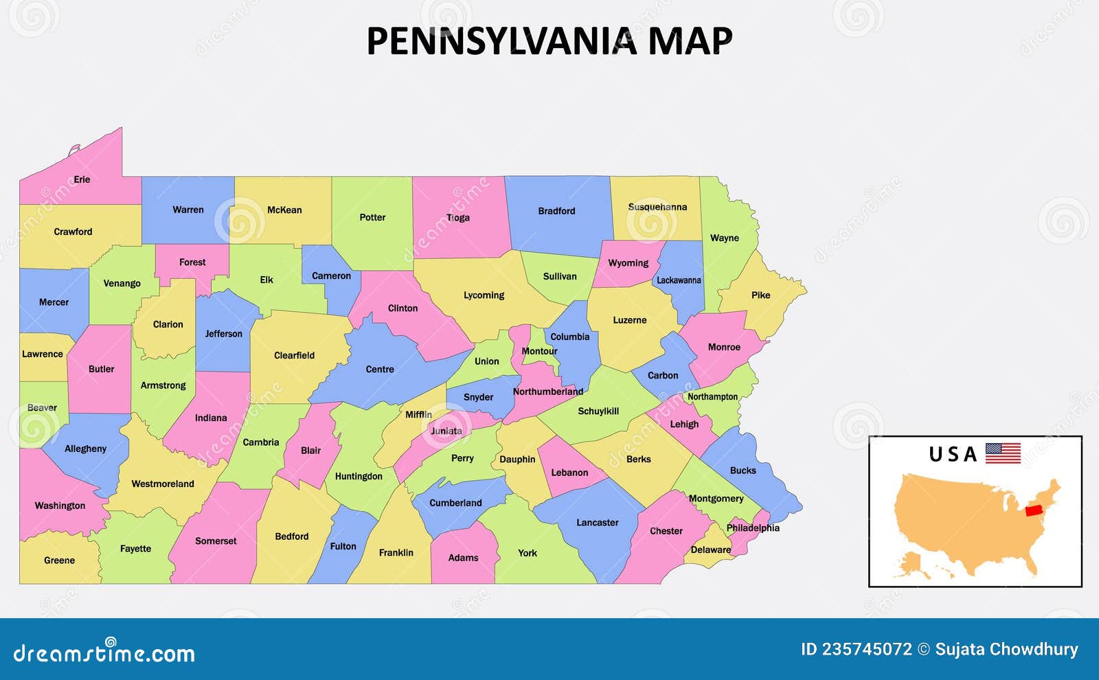 Pennsylvania Map. District Map of Pennsylvania in District Map of ...