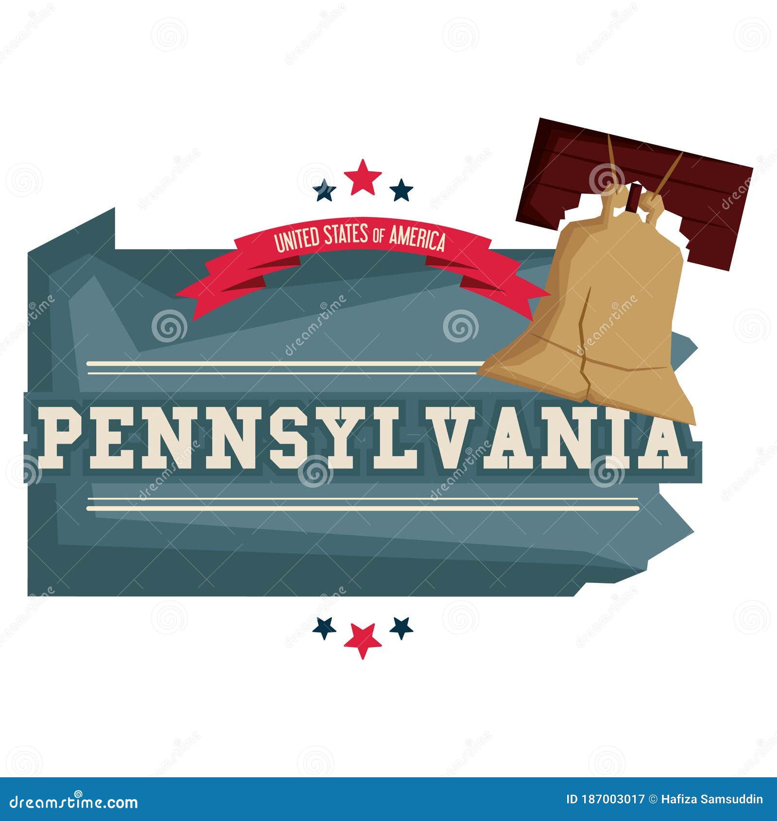Pennsylvania Map with Liberty Bell. Vector Illustration Decorative ...