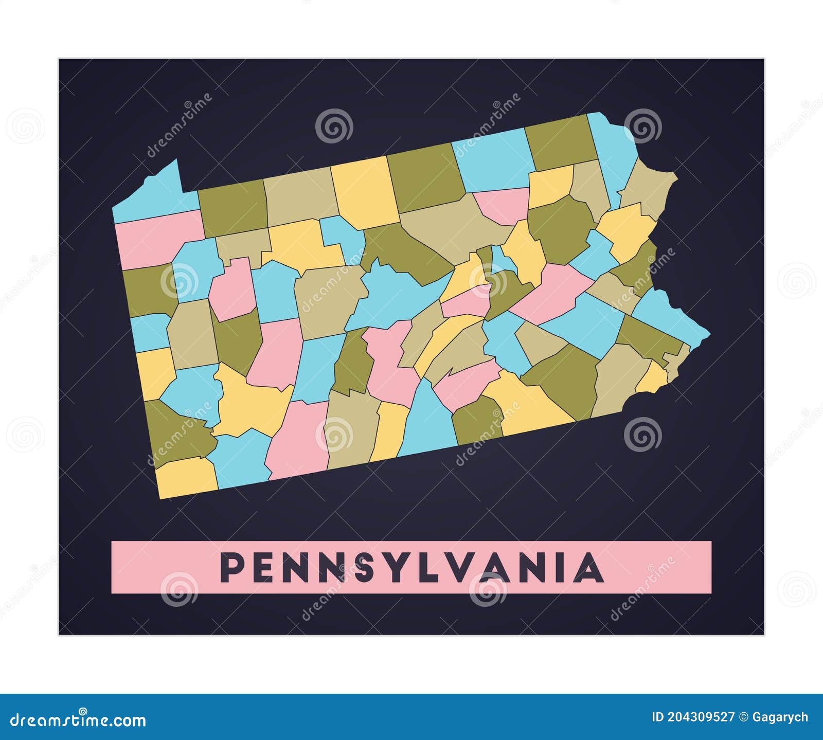 Pennsylvania map. stock vector. Illustration of homeland - 204309527