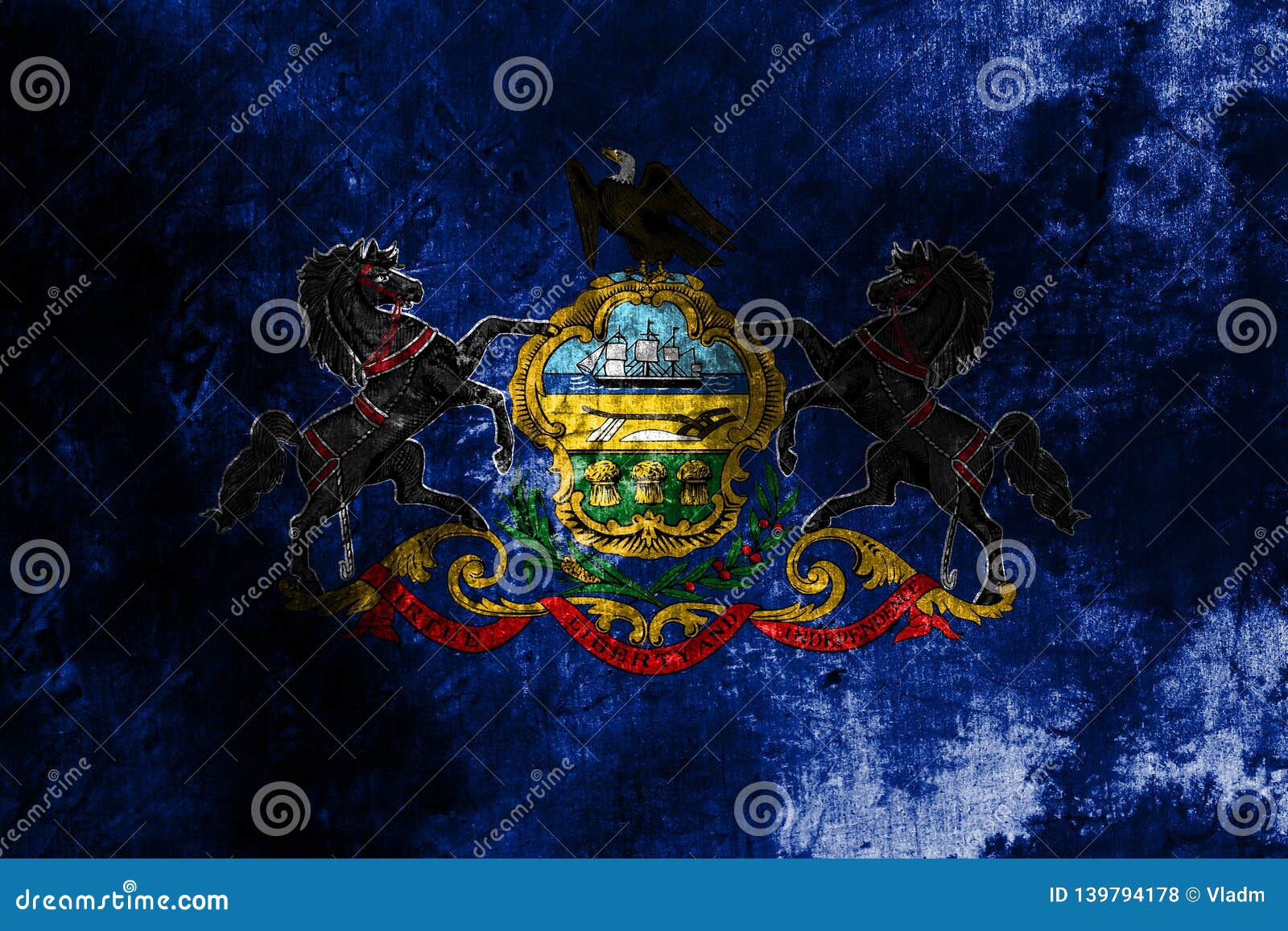 Pennsylvania State Grunge Flag United States Of America Stock