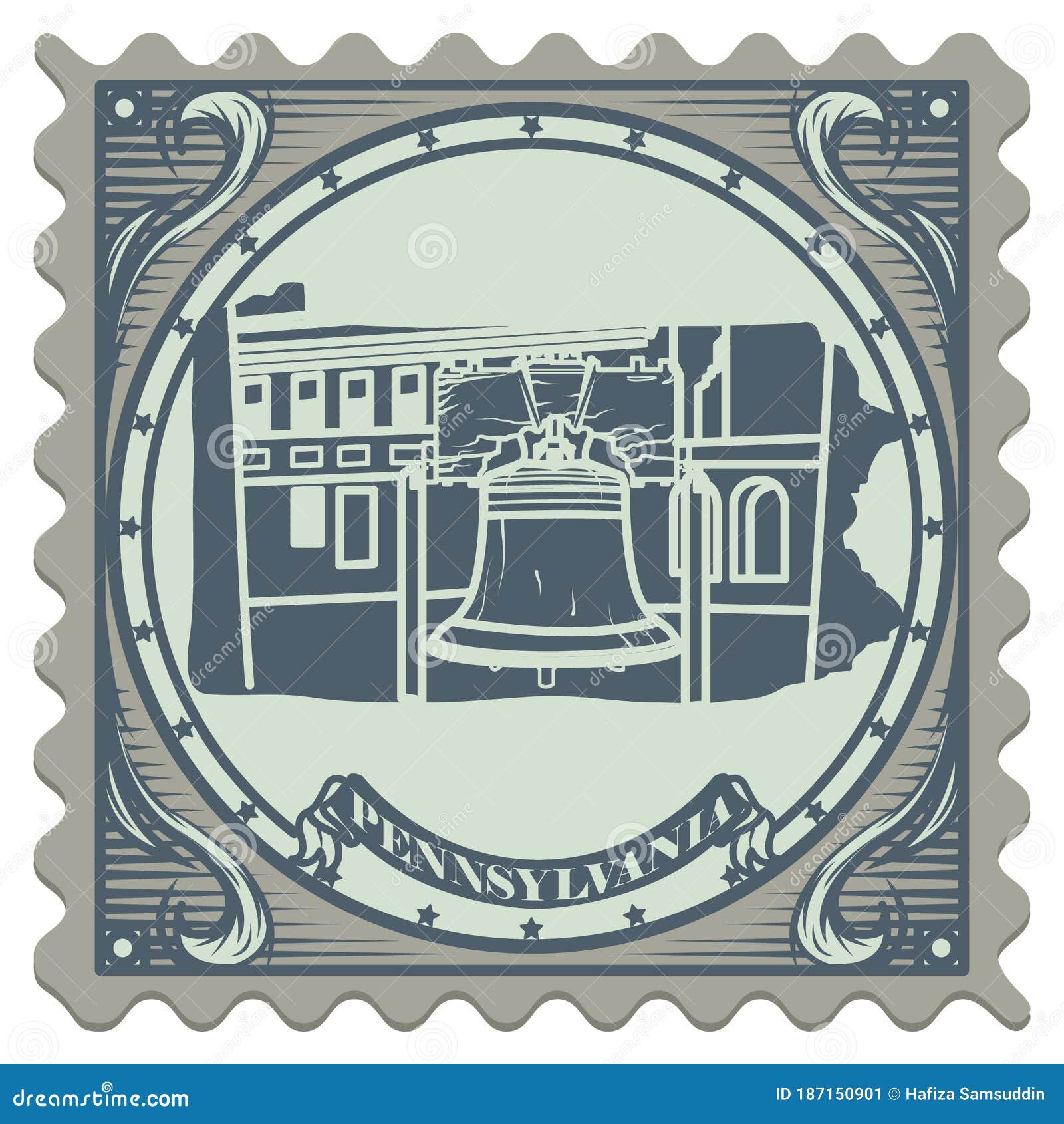 Pennsylvania State Postage Stamp. Vector Illustration Decorative Design ...