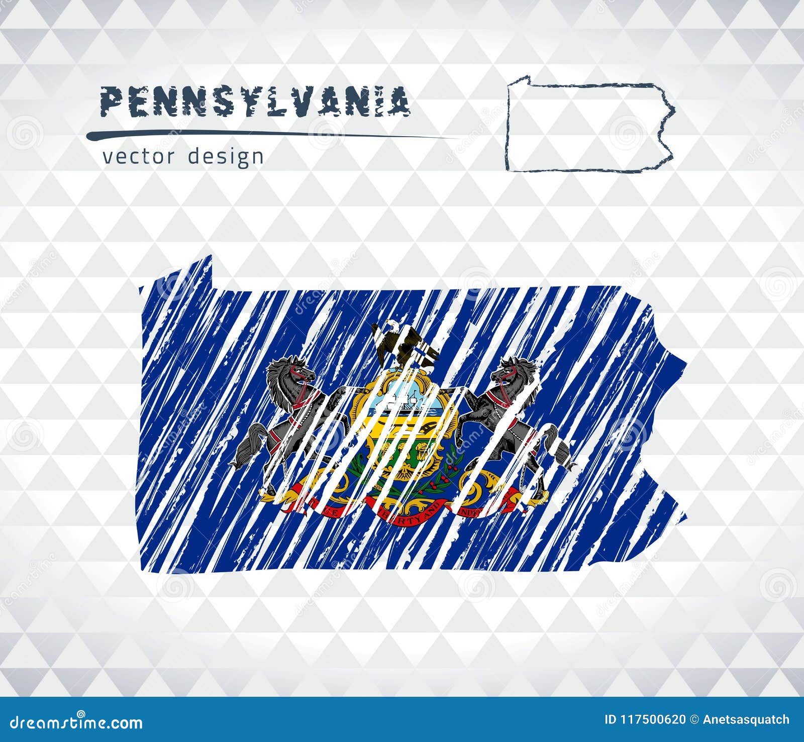 Pennsylvania Vector Map with Flag Inside Isolated on a White Background ...