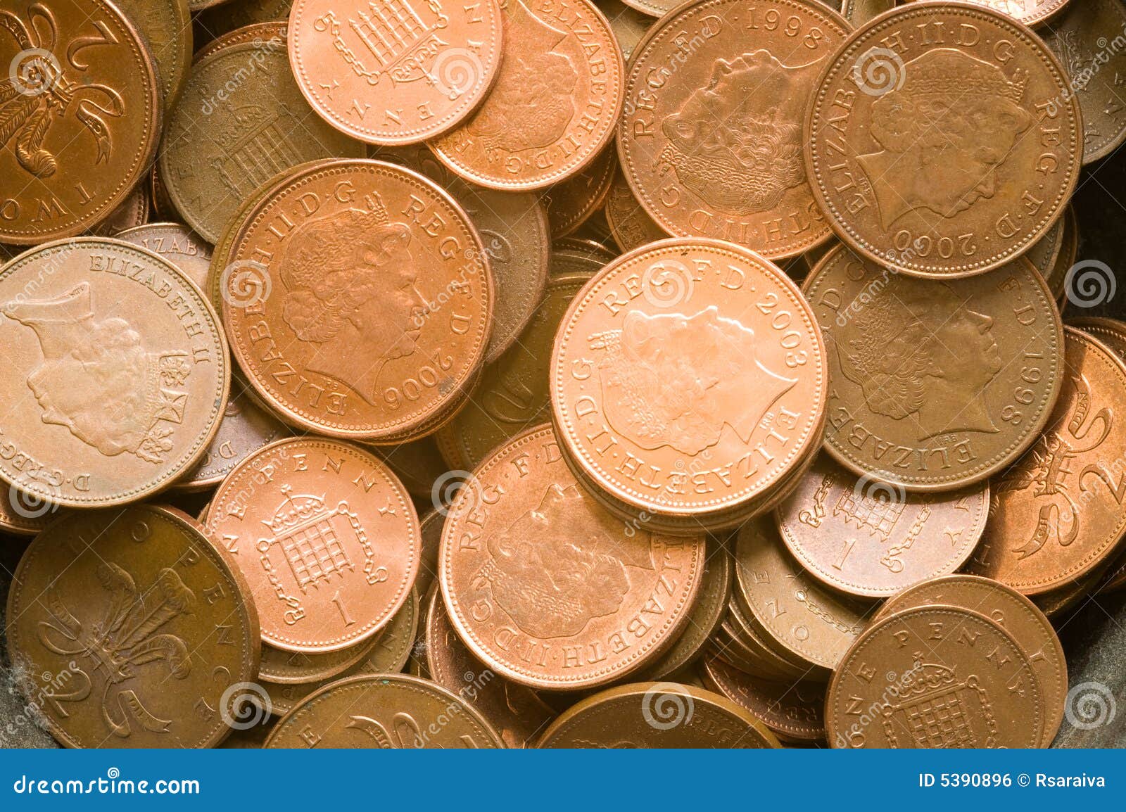 Penny and 2 pence coins editorial photo. Image of rust - 5390896