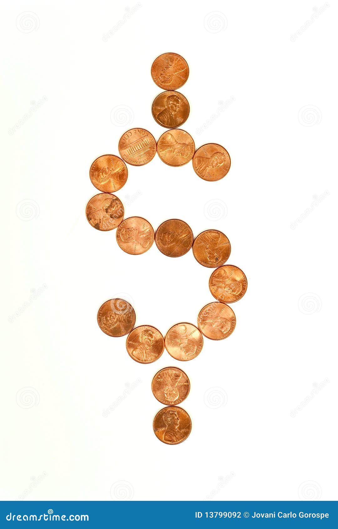 Penny Dollar Sign stock photo. Image of isolated, shape - 13799092