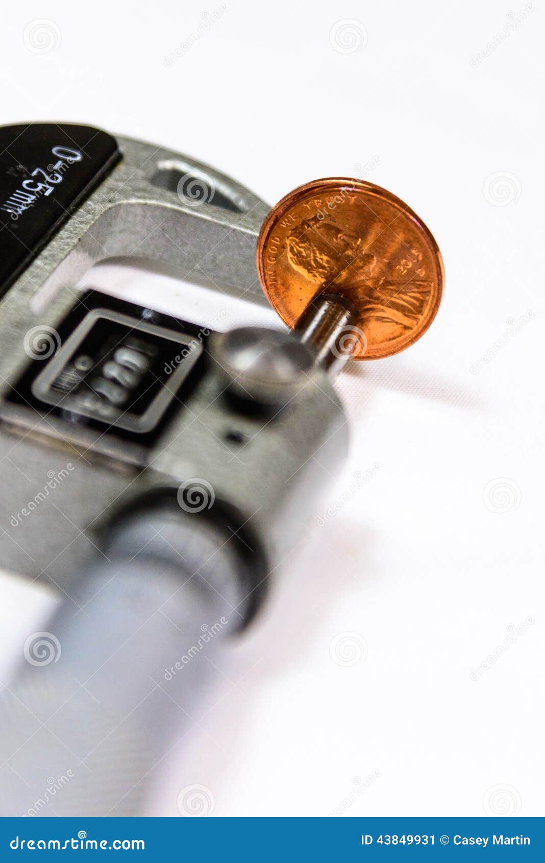 Penny In A Micrometer Guage To Measure Thickness Stock Photo ...