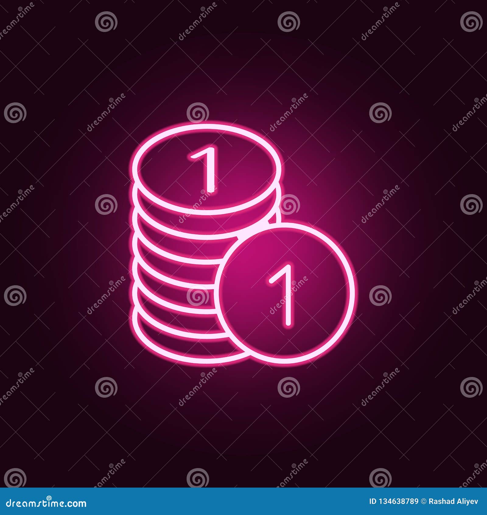 Penny in a Pile Icon. Elements of Web in Neon Style Icons Stock ...