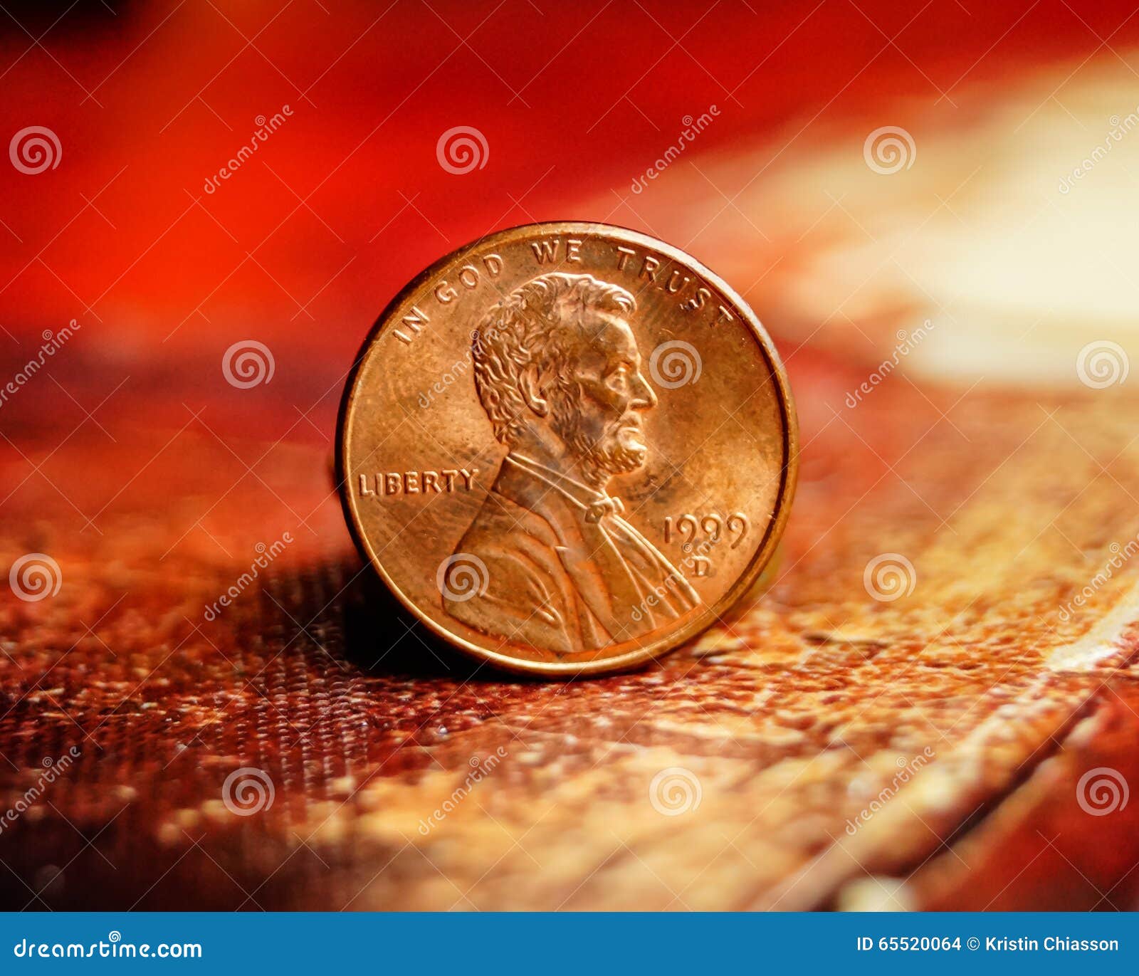 Penny on red oil painting stock photo. Image of painting - 65520064