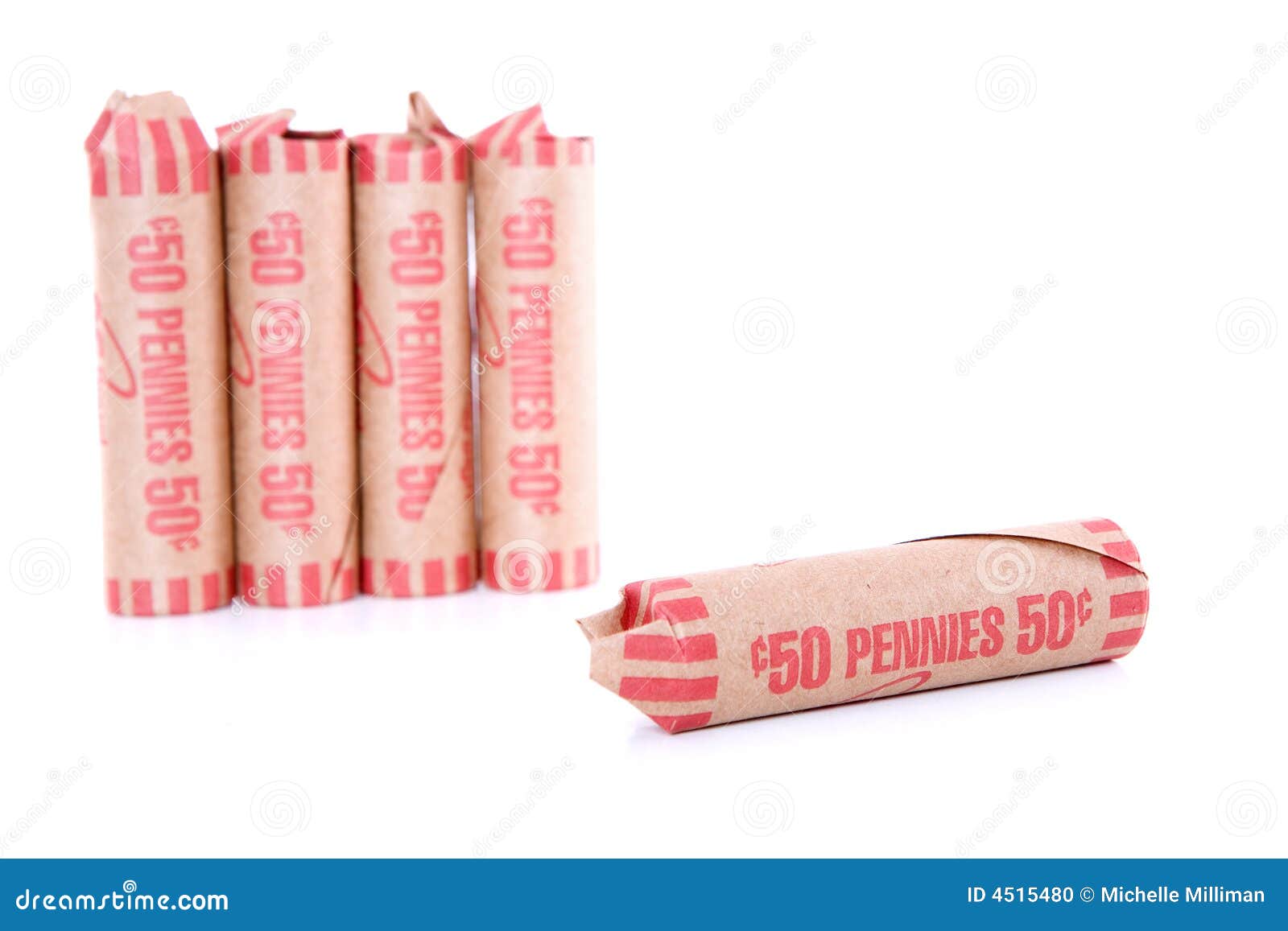 Penny Rolls stock photo. Image of copper, coins, cent - 4515480