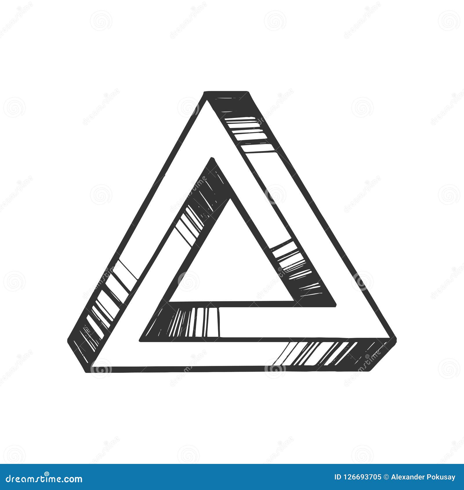 Penrose Impossible Tribar Triangle Engraving Cartoon Vector ...