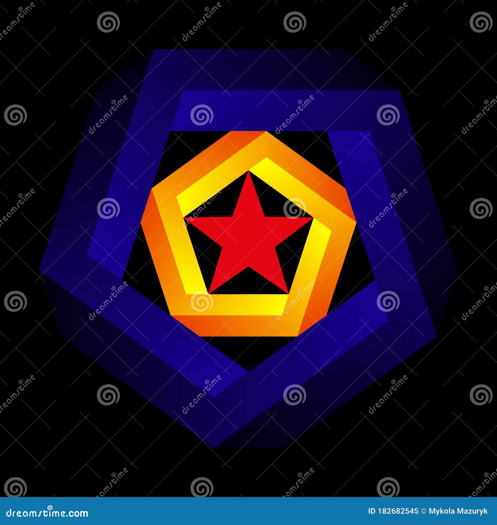 Penrose Pentagon on Dark Background. Impossible Object or Impossible ...