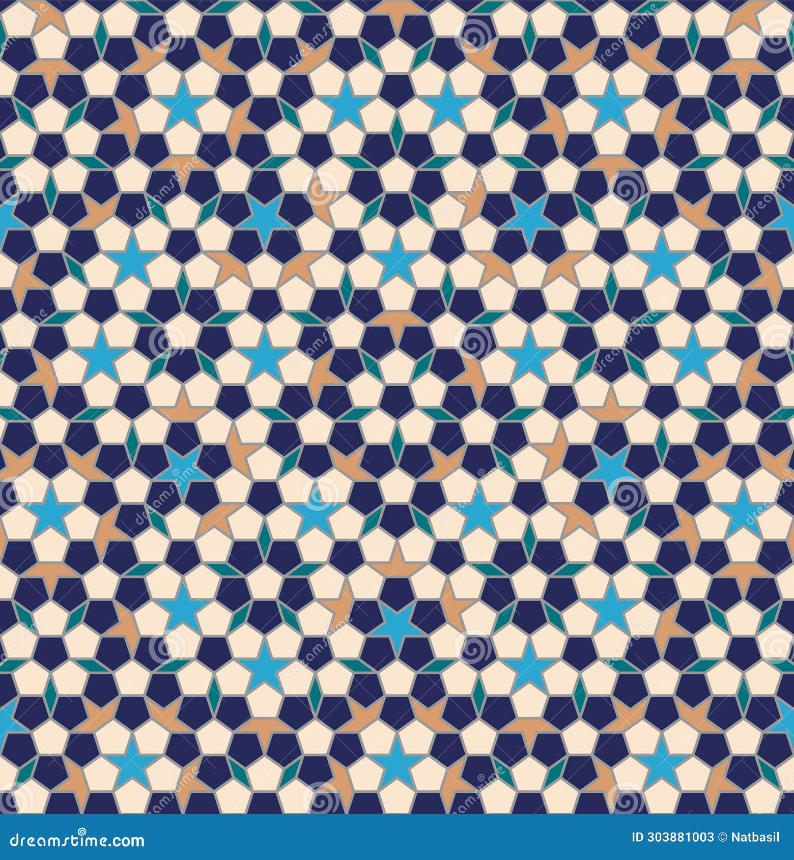 Penrose Tiling Arabic Mosaic Seamless Pattern Stock Illustration ...