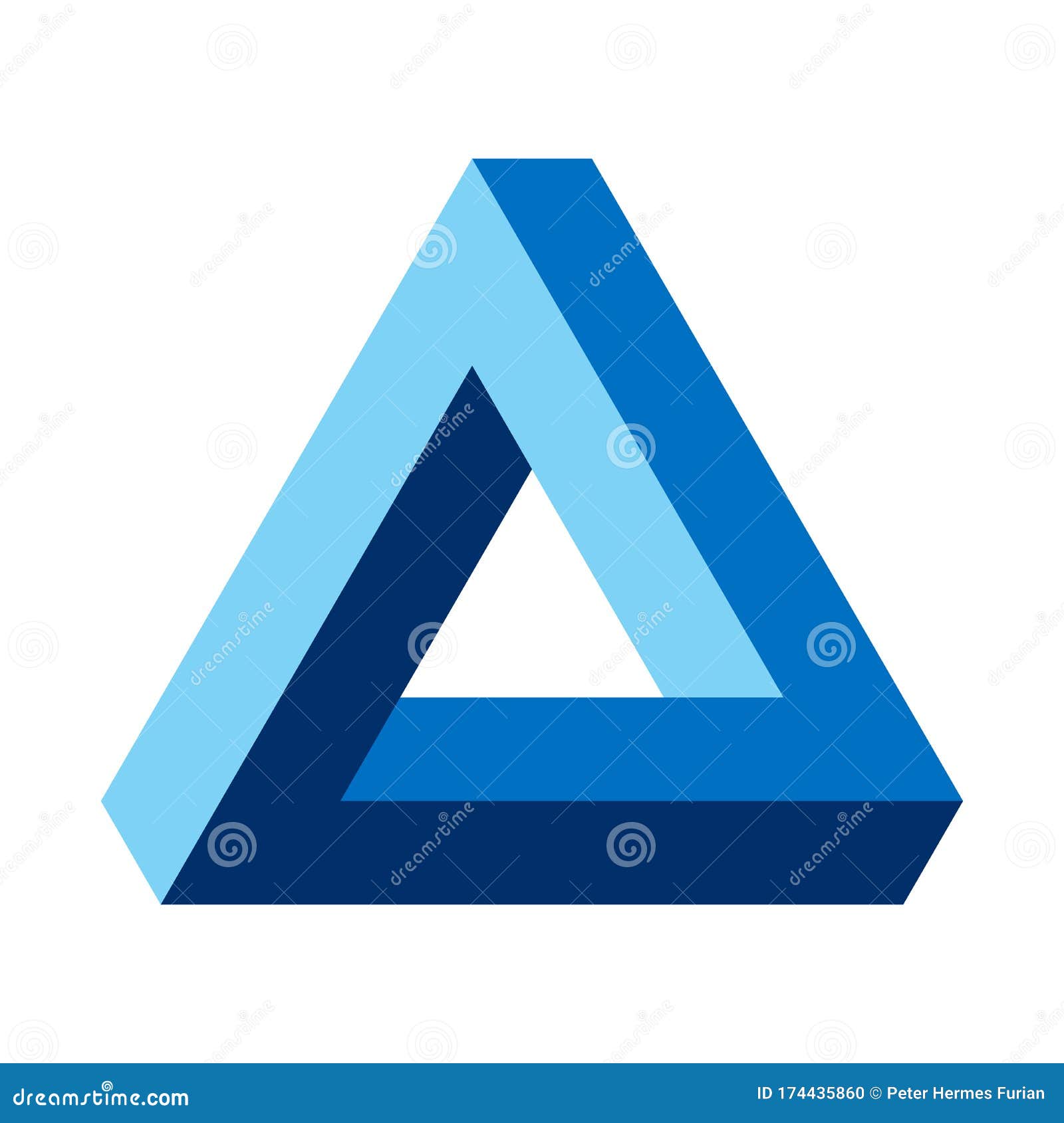 Penrose Triangle, Optical Illusion, Blue Colored Stock Vector ...