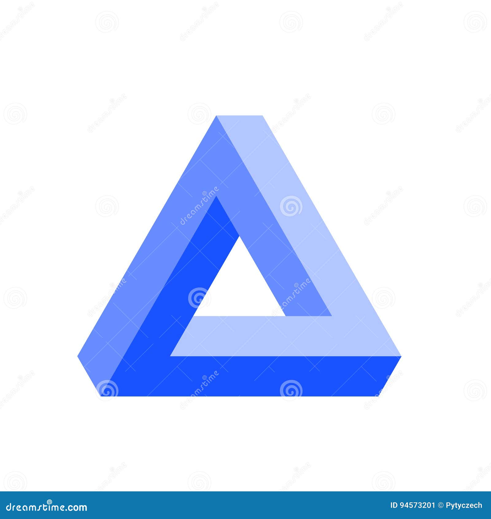 Penrose Triangle Icon In Blue. Geometric 3D Object Optical Illusion ...