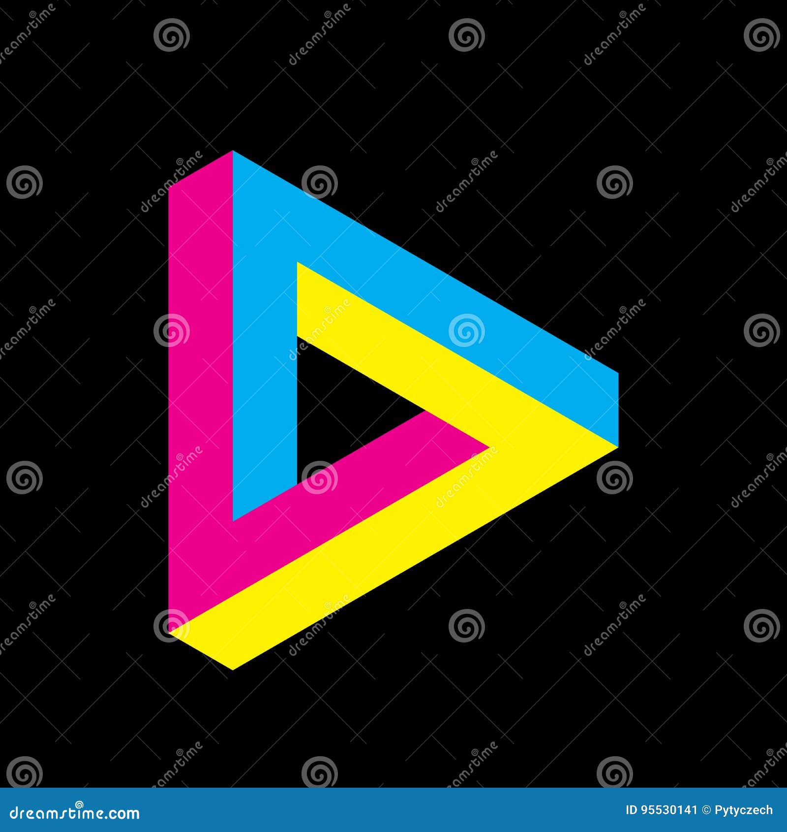 Penrose Triangle Icon in CMYK Colors. Geometric 3D Object Optical ...