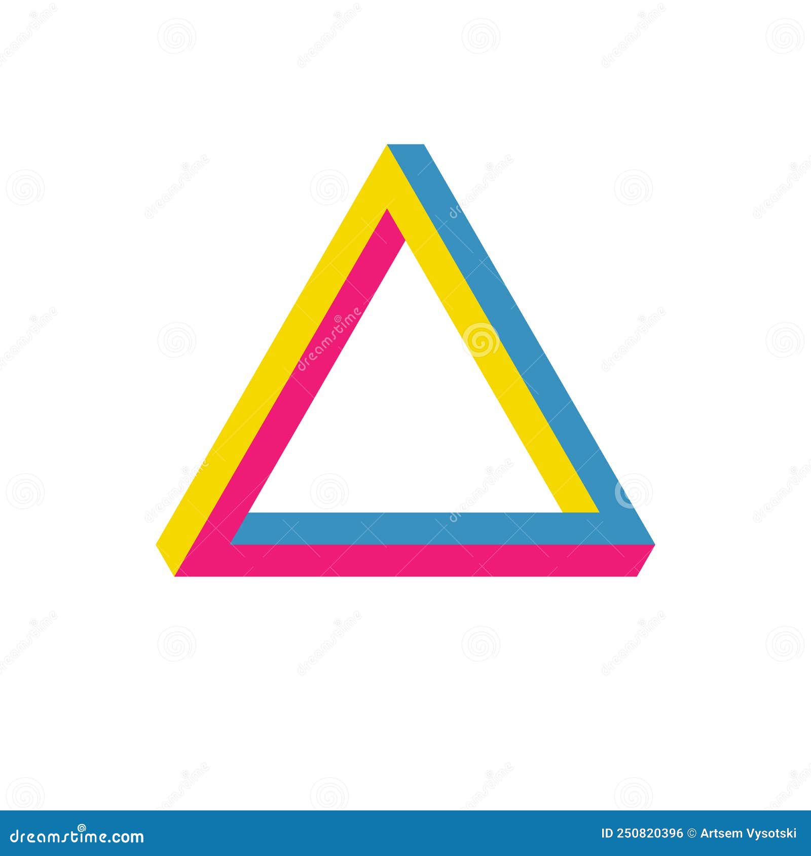 Penrose Triangle Icon in Three Colors. Geometric 3D Object Optical ...