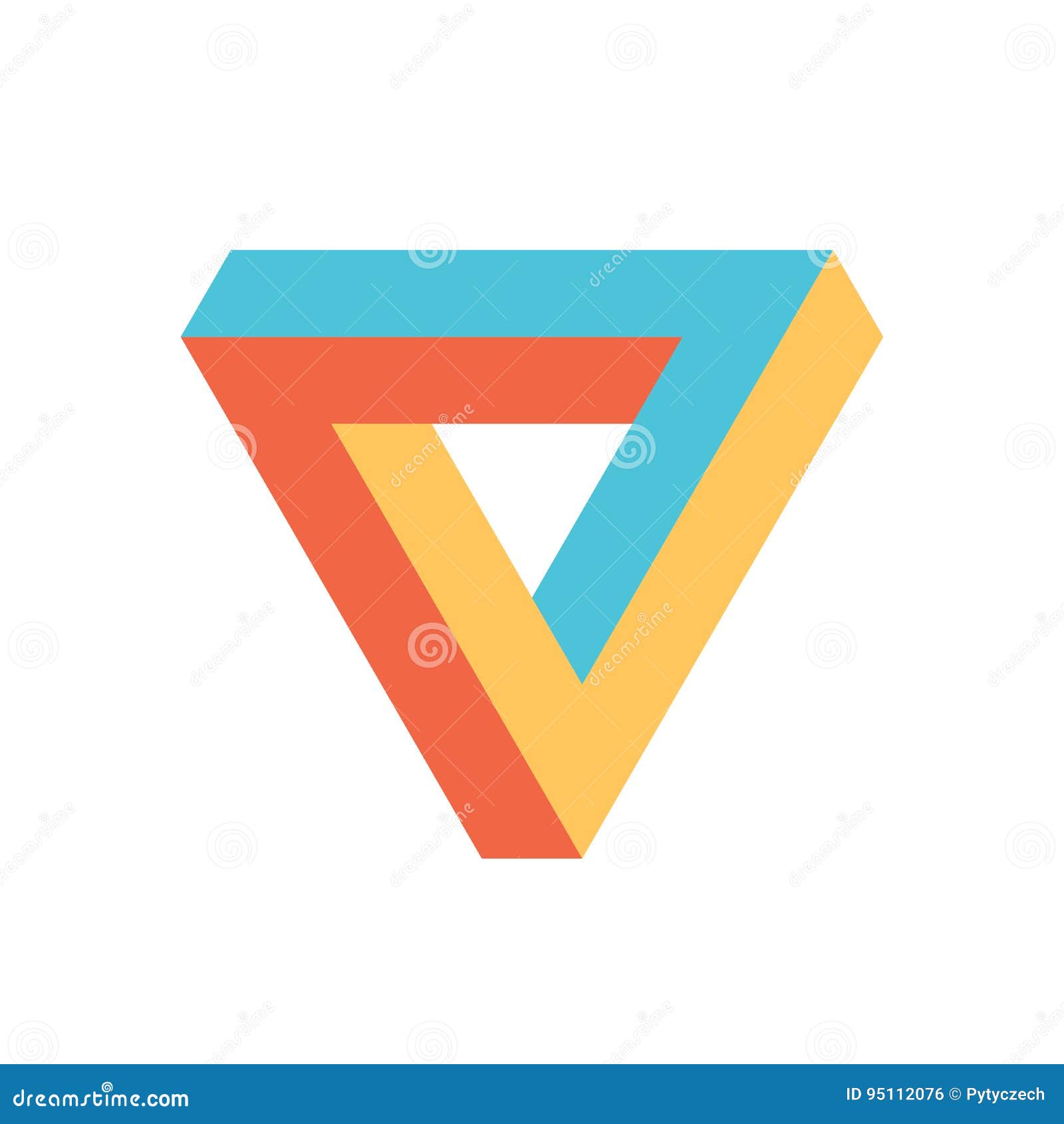 Penrose Triangle Icon in Three Colors. Geometric 3D Object Optical ...