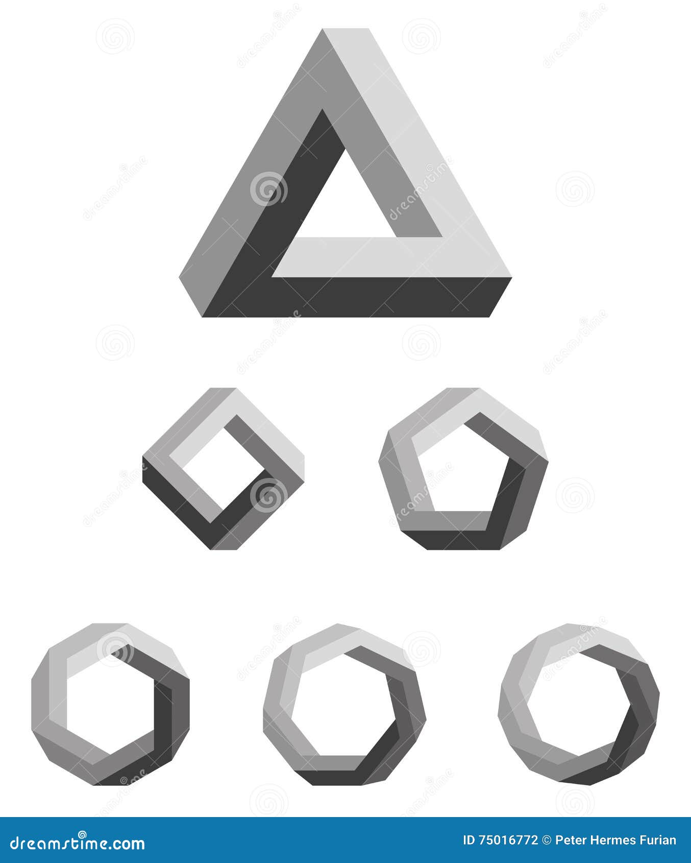Penrose Triangle and Polygons Gradated Black Stock Vector ...