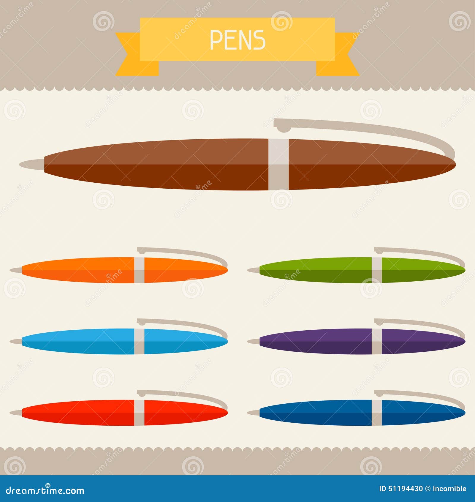 Pens Colored Templates for Your Design in Flat Stock Vector ...