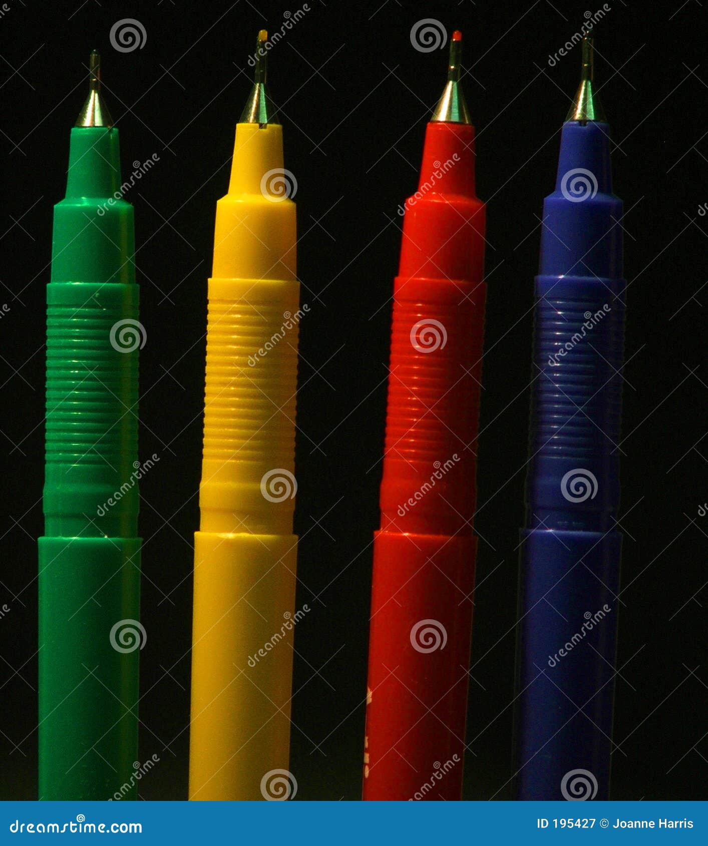 Pens - four colours stock image. Image of stationary, work - 195427