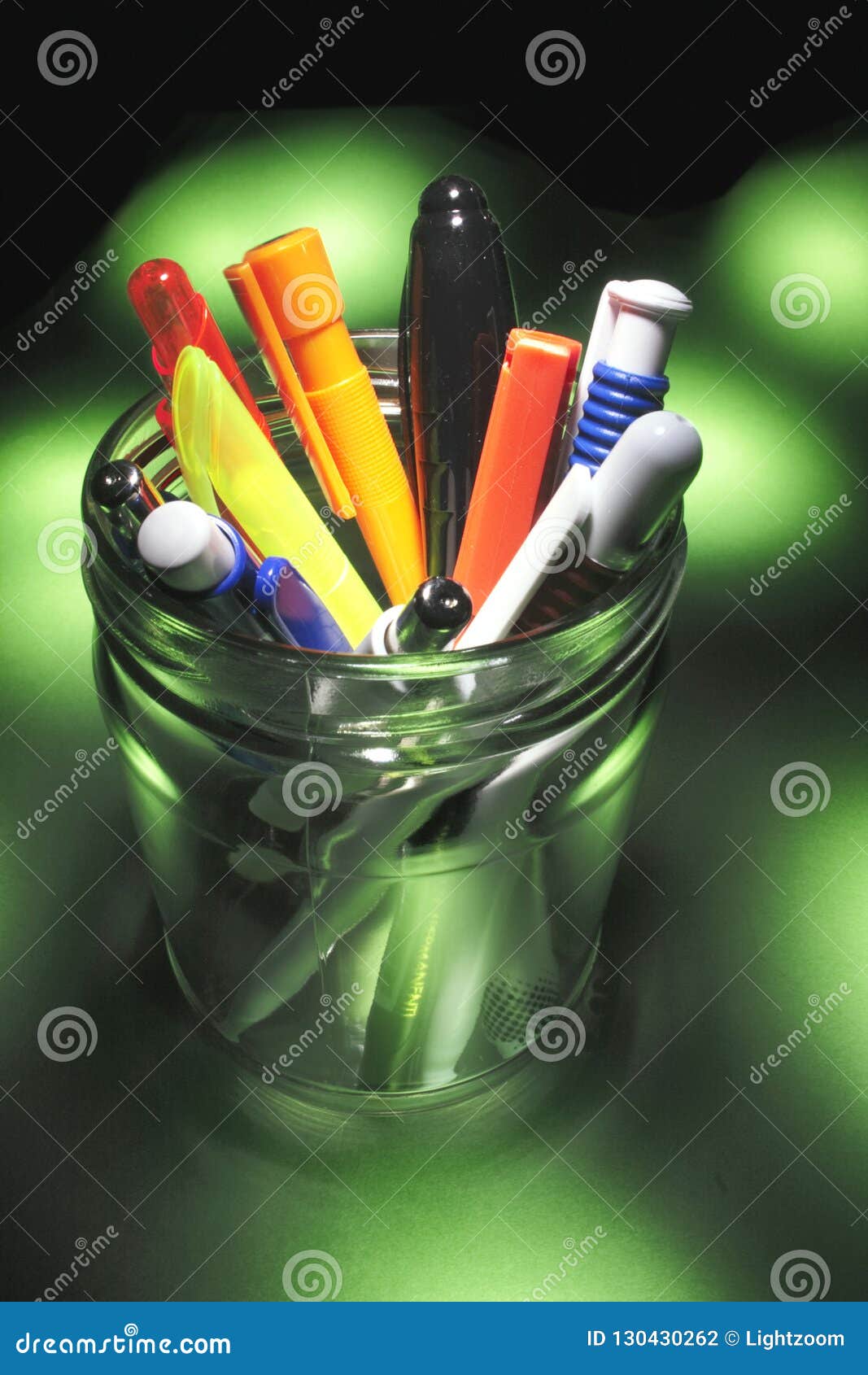 Pens in Glass Jar stock photo. Image of glass, supply - 130430262