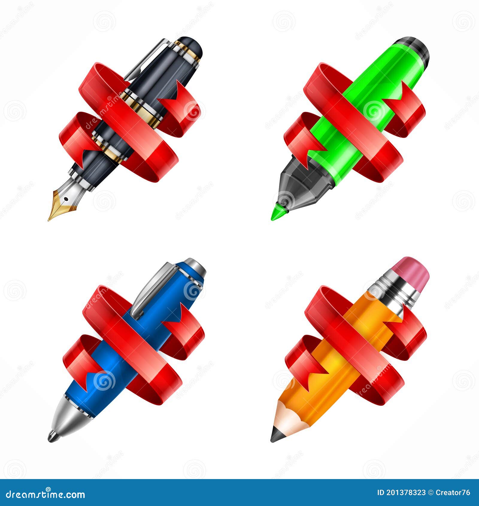 Pens and pencil set stock vector. Illustration of graphite - 201378323