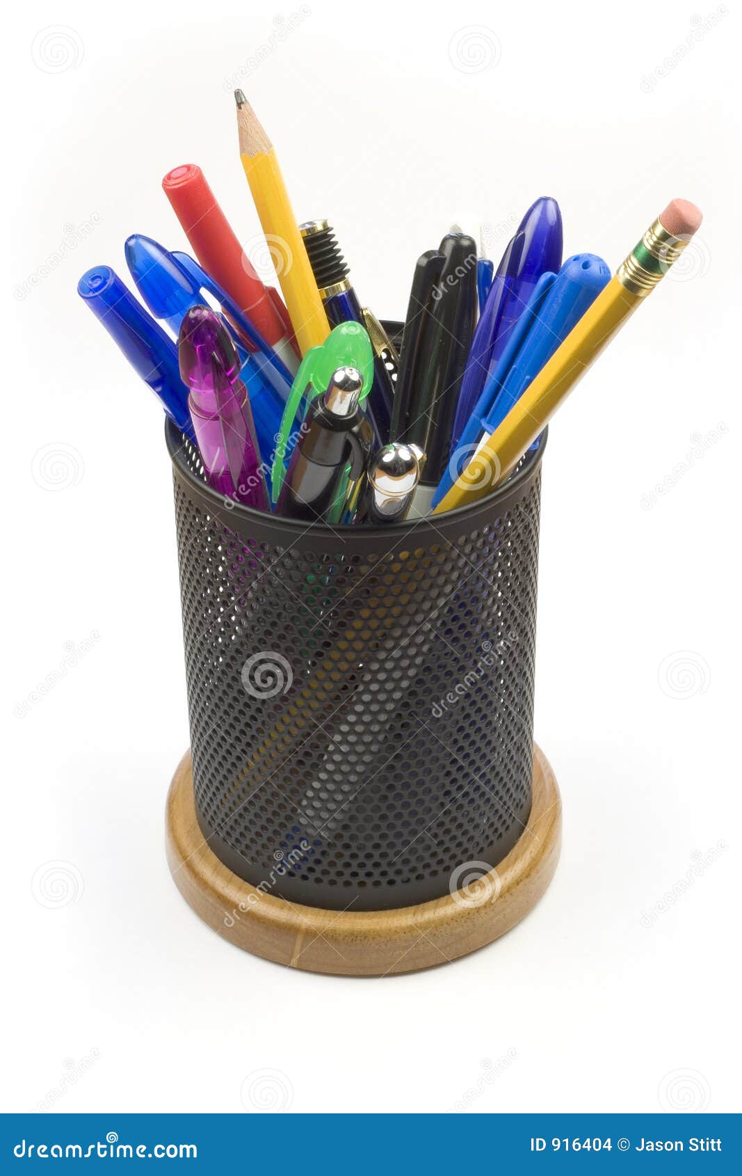 Pens Pencils stock photo. Image of isolated, holder, white - 916404