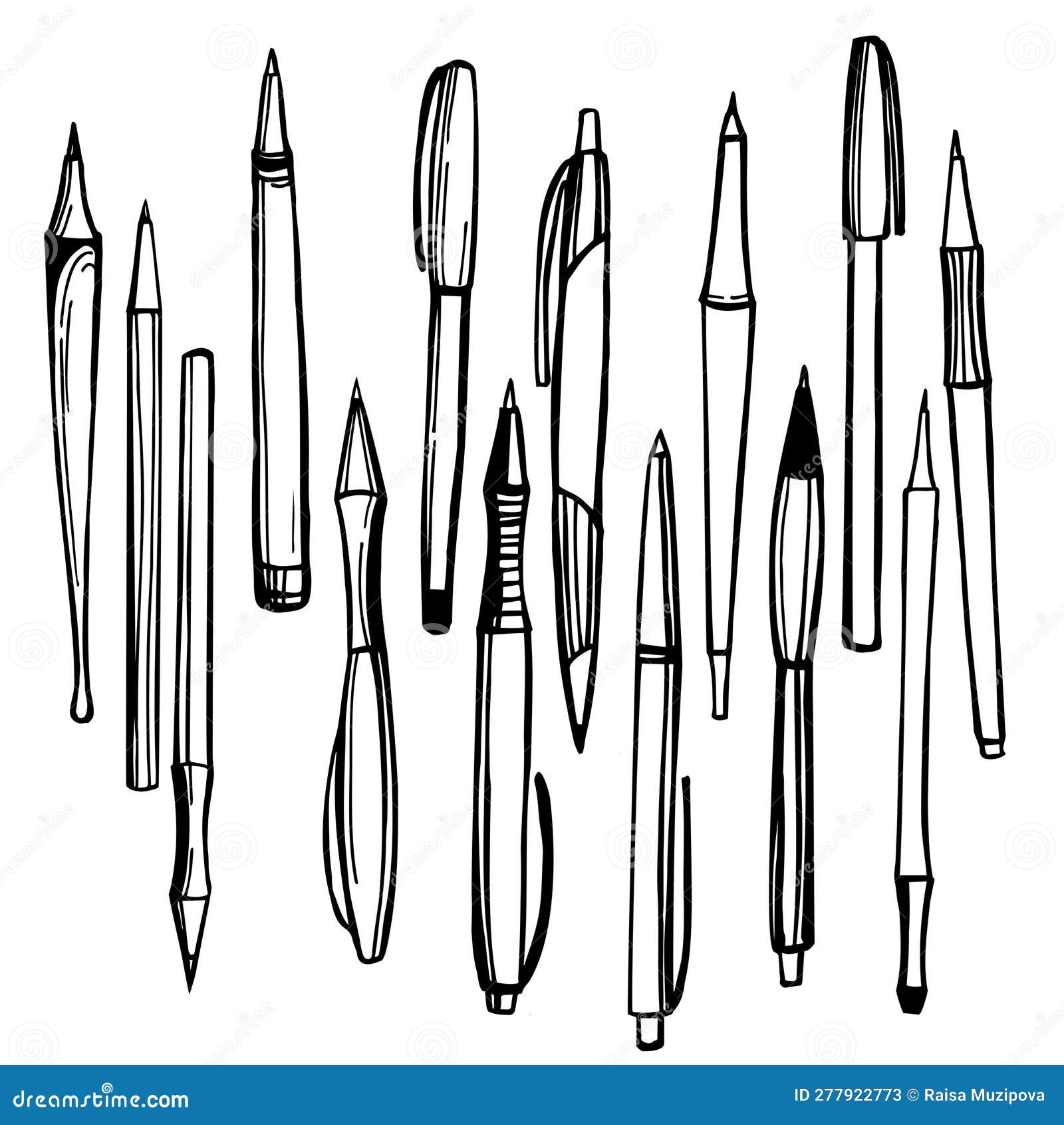Pens. Sketch illustration stock vector. Illustration of work - 277922773