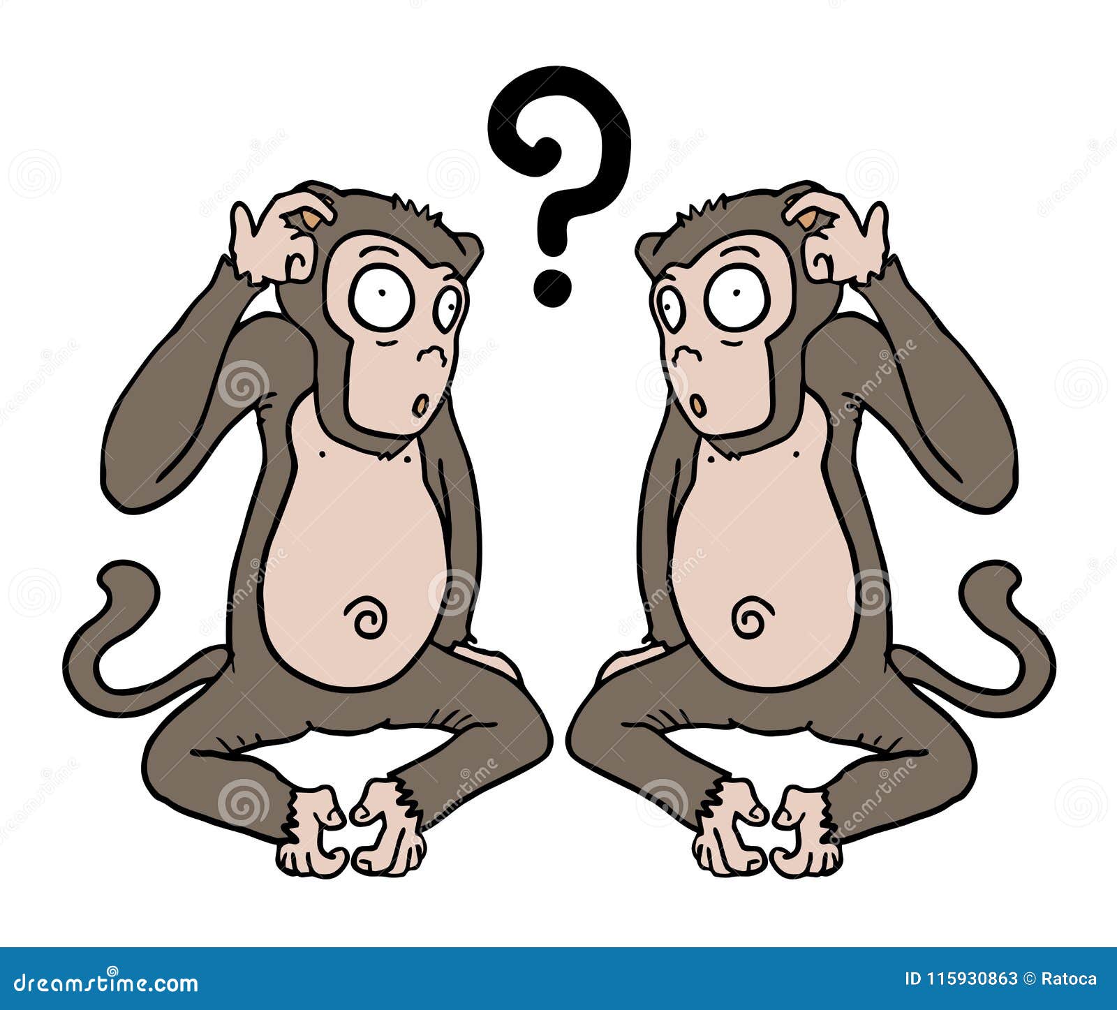 Pensamiento de dos monos ilustración del vector. Ilustración de primate ...