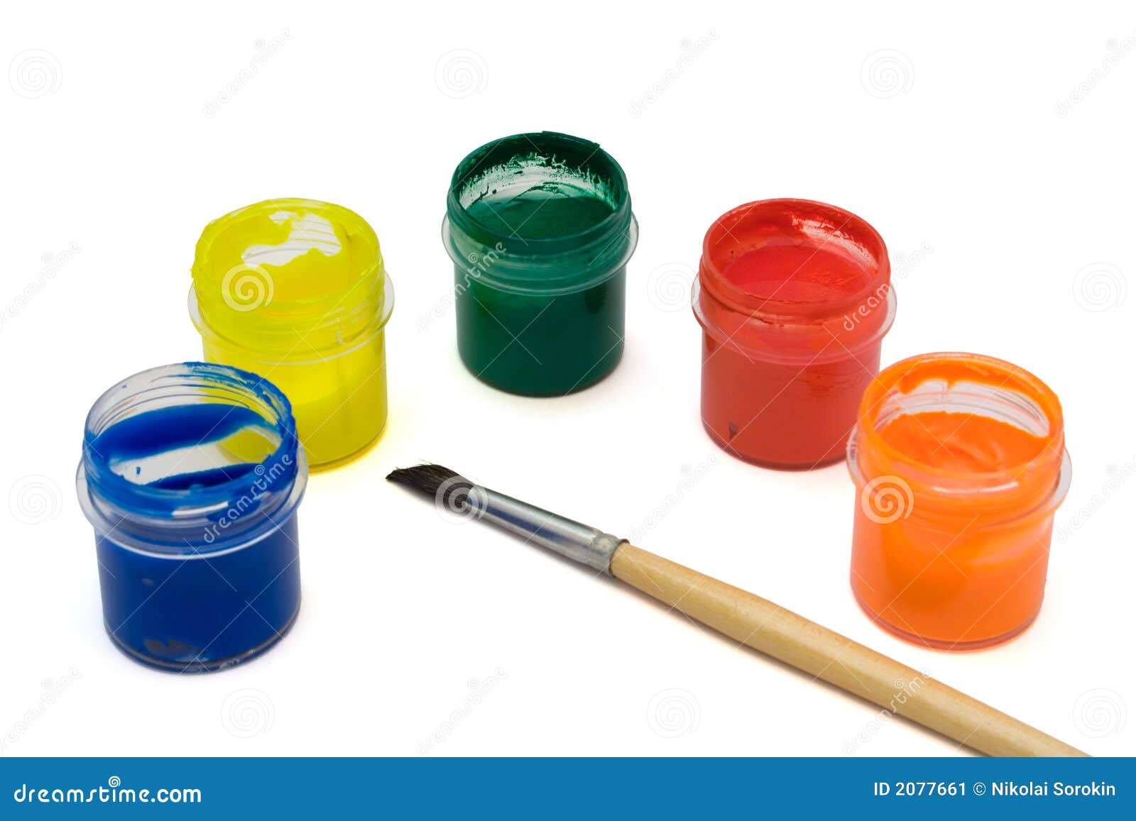 Penseel En Multicolored Verven Stock Afbeelding - Image of veelkleurig ...