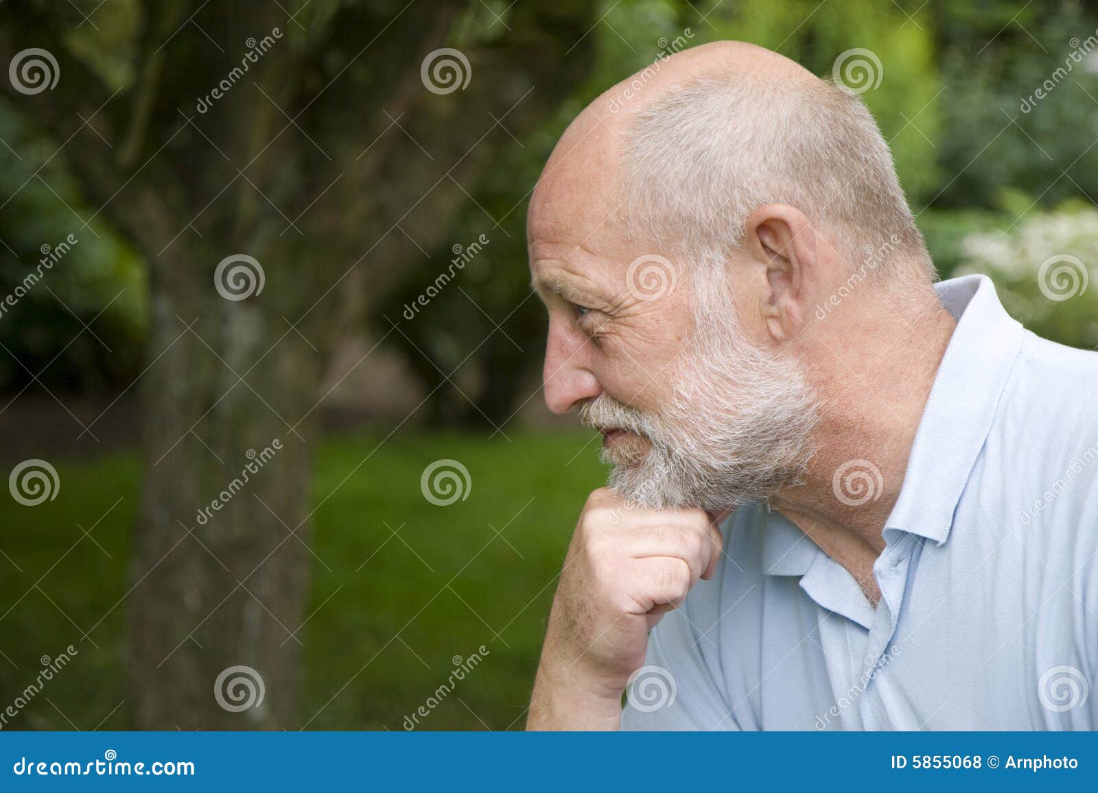 Penser photo stock. Image du visage, chauve, cheveu, main - 5855068