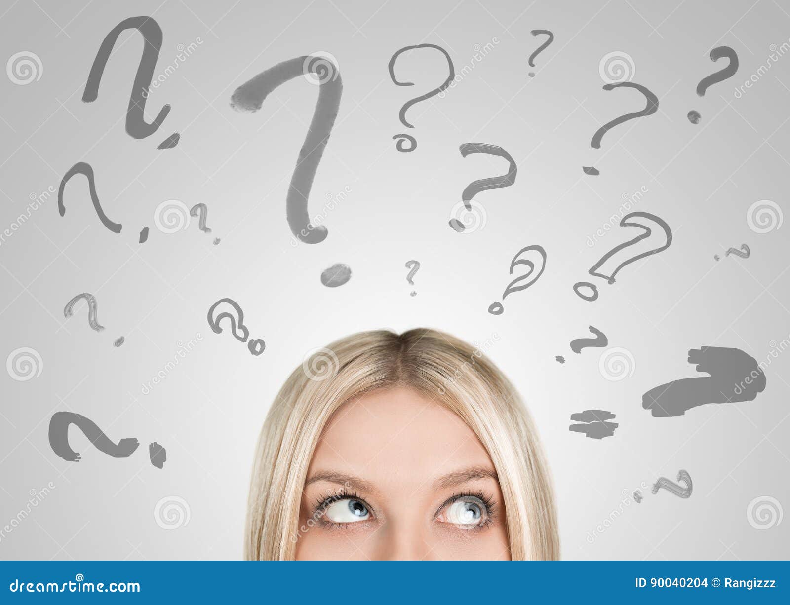 Penser blond de femme photo stock. Image du songeur, copie - 90040204