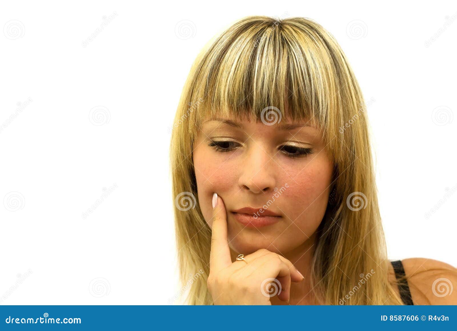 Penser De Verticale De Fille Photo stock - Image du expression, fond ...