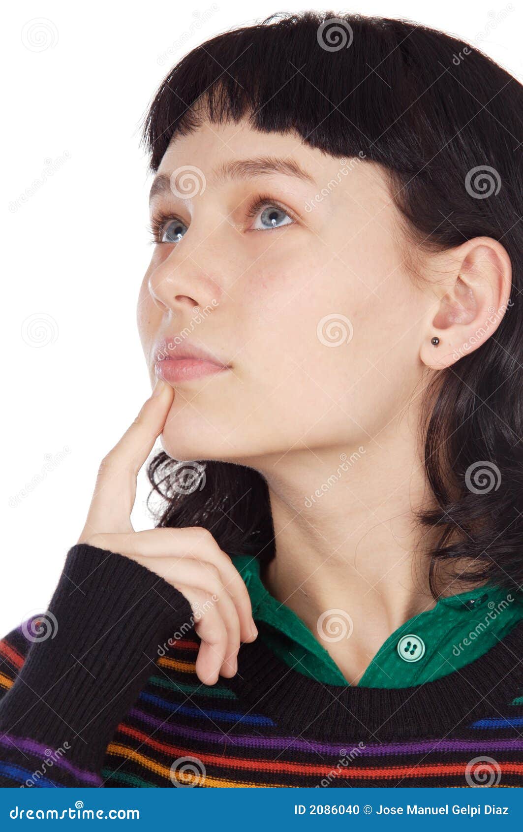 Penser Lcasual Attrayant De Fille Photo stock - Image du observé ...