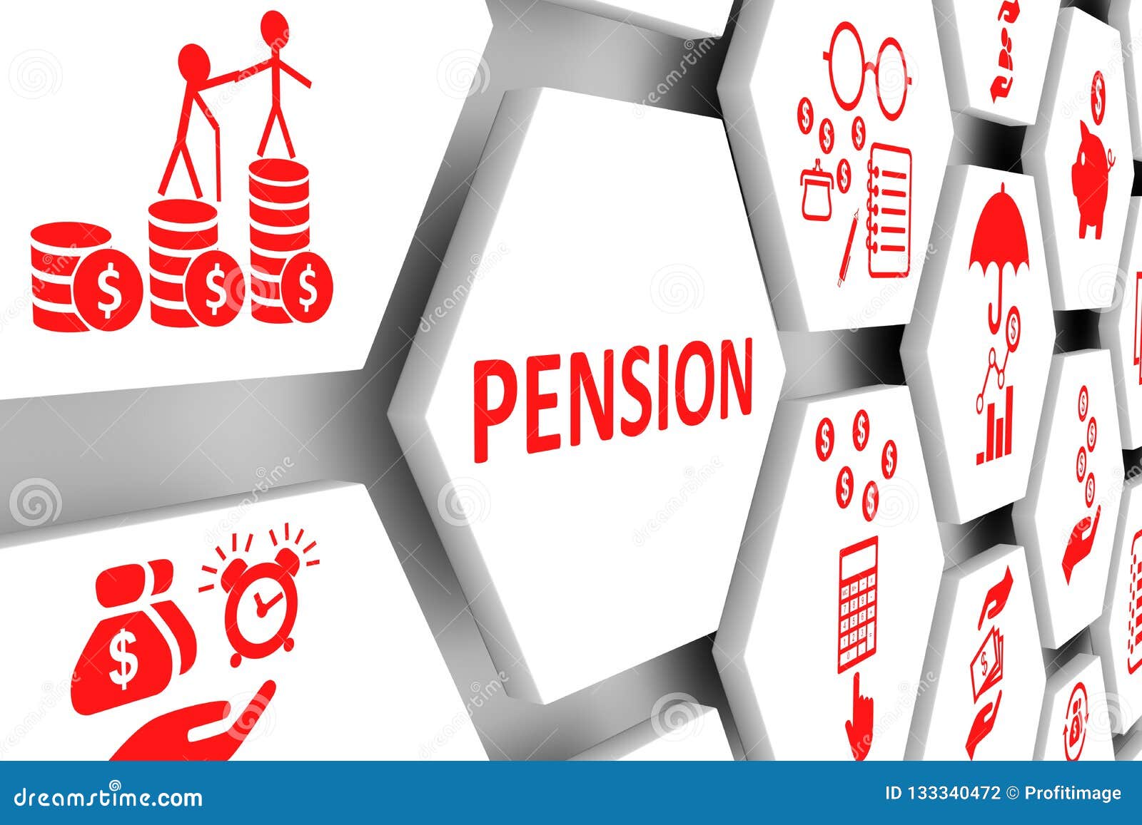 PENSION. Concept With People, Letters And Icons. Flat Vector ...