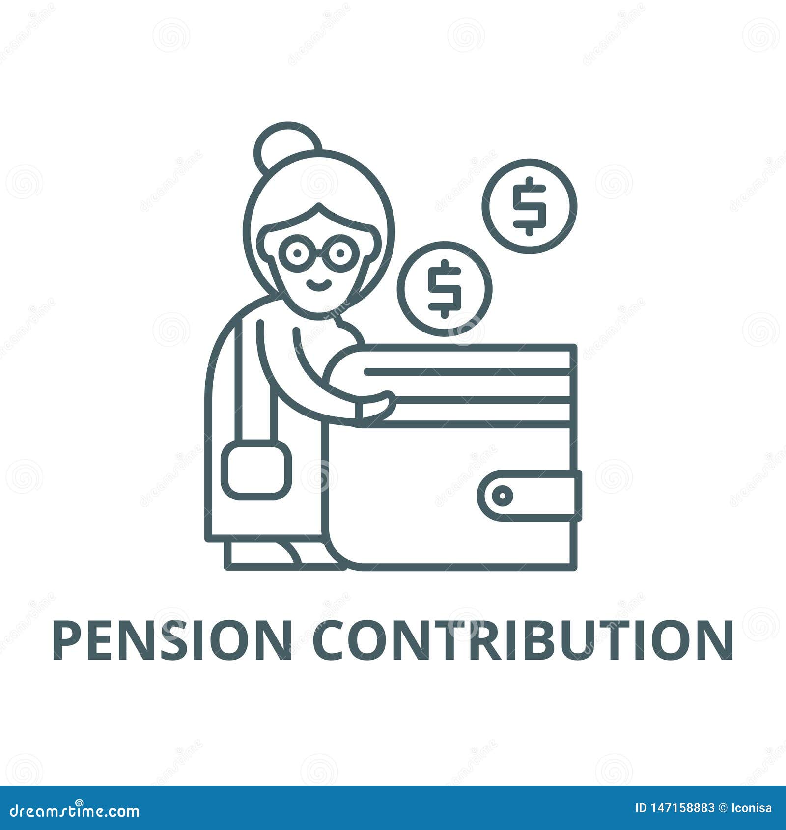 Pension Contribution Vector Line Icon, Linear Concept, Outline Sign ...