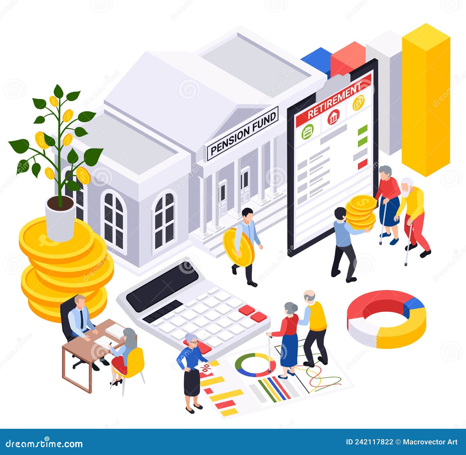 Pension Fund Retirement Composition Stock Vector - Illustration of ...