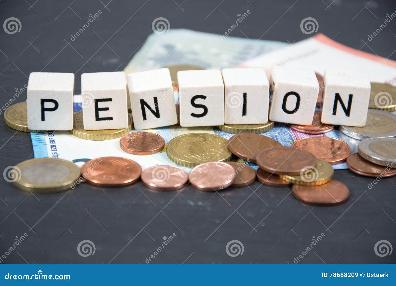 Pension stock image. Image of coin, euro, cash, holding - 78688209