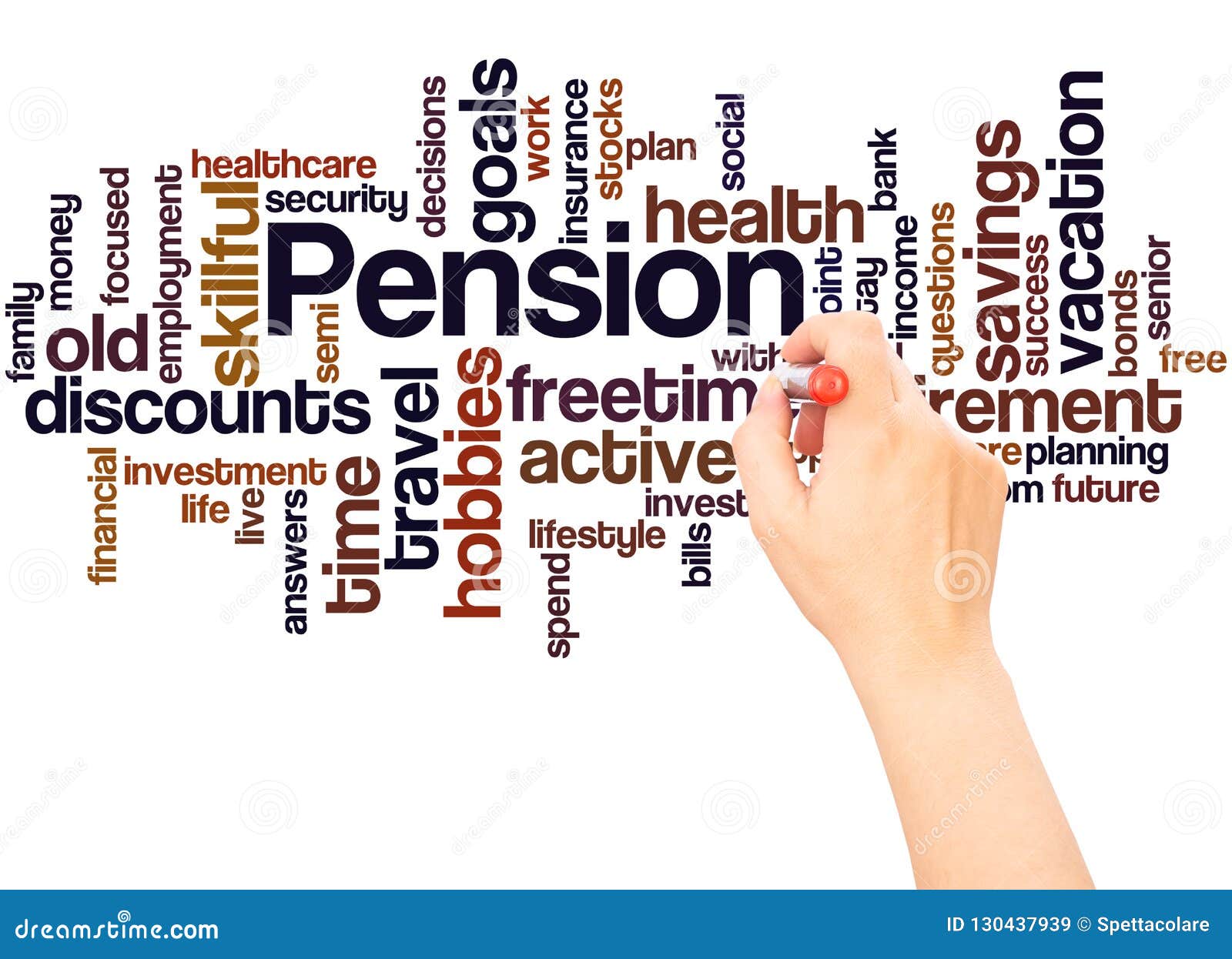 PENSION Word Written On Wooden Block At Table. Stock Photography ...