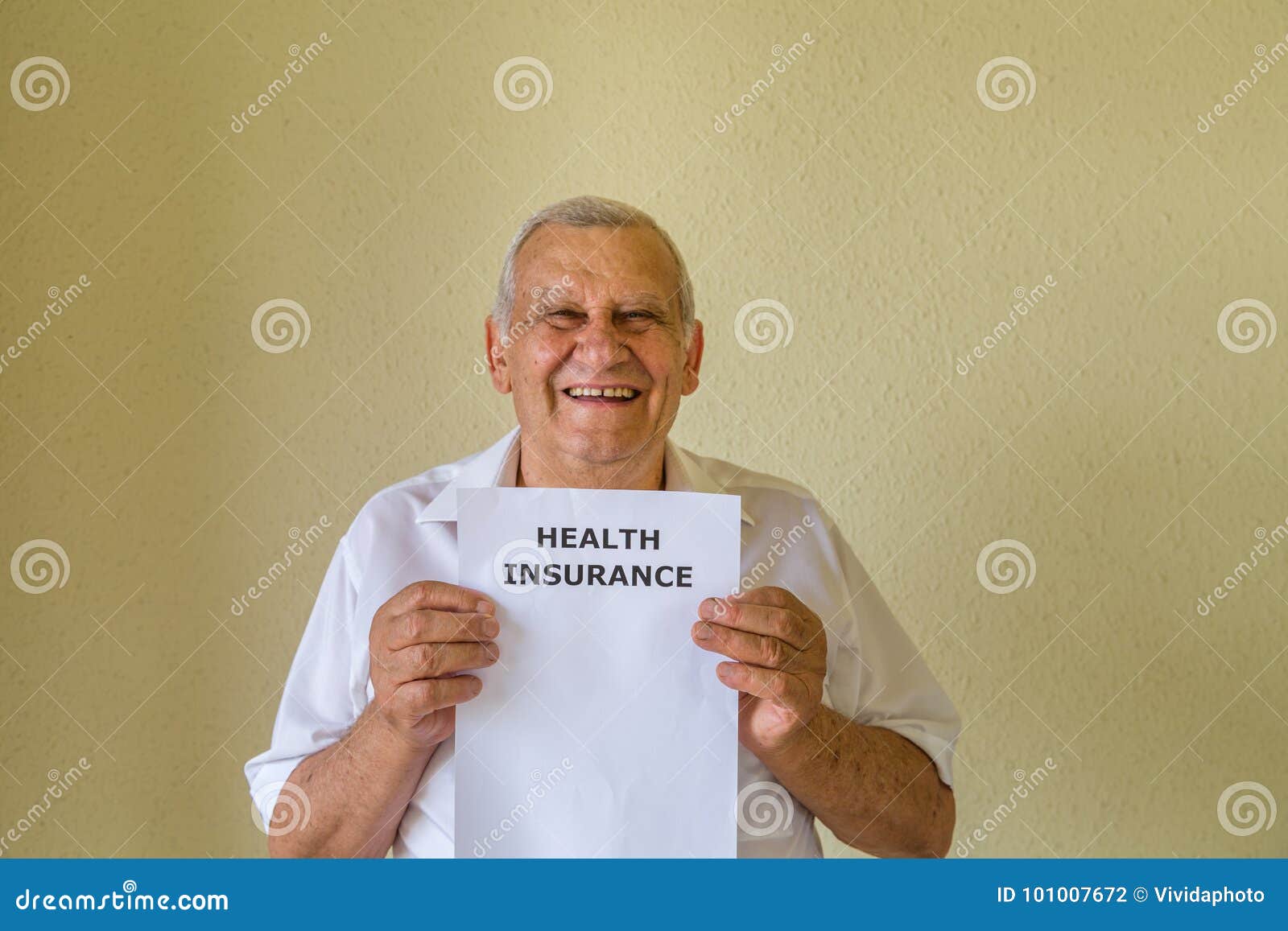 Pensioner with Health Insurance Stock Photo - Image of security ...