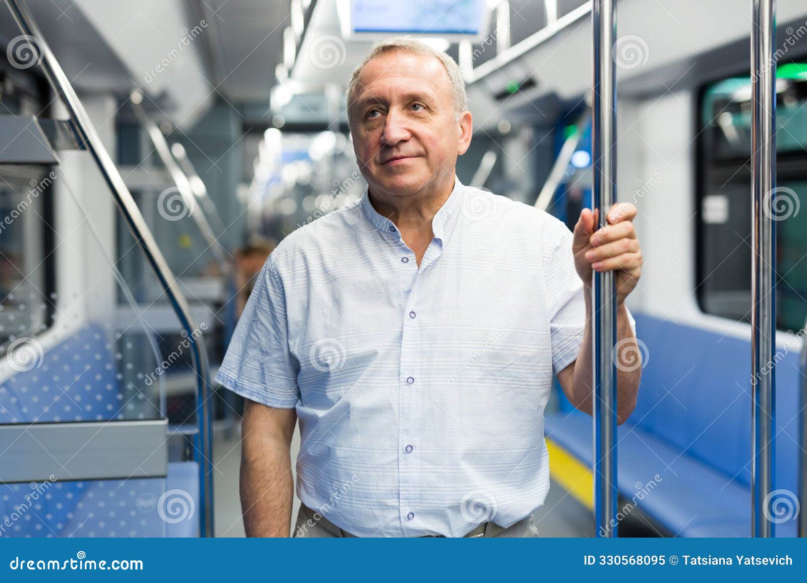 Pensioner 60 Year Old Rides in an Subway Car Stock Image - Image of ...