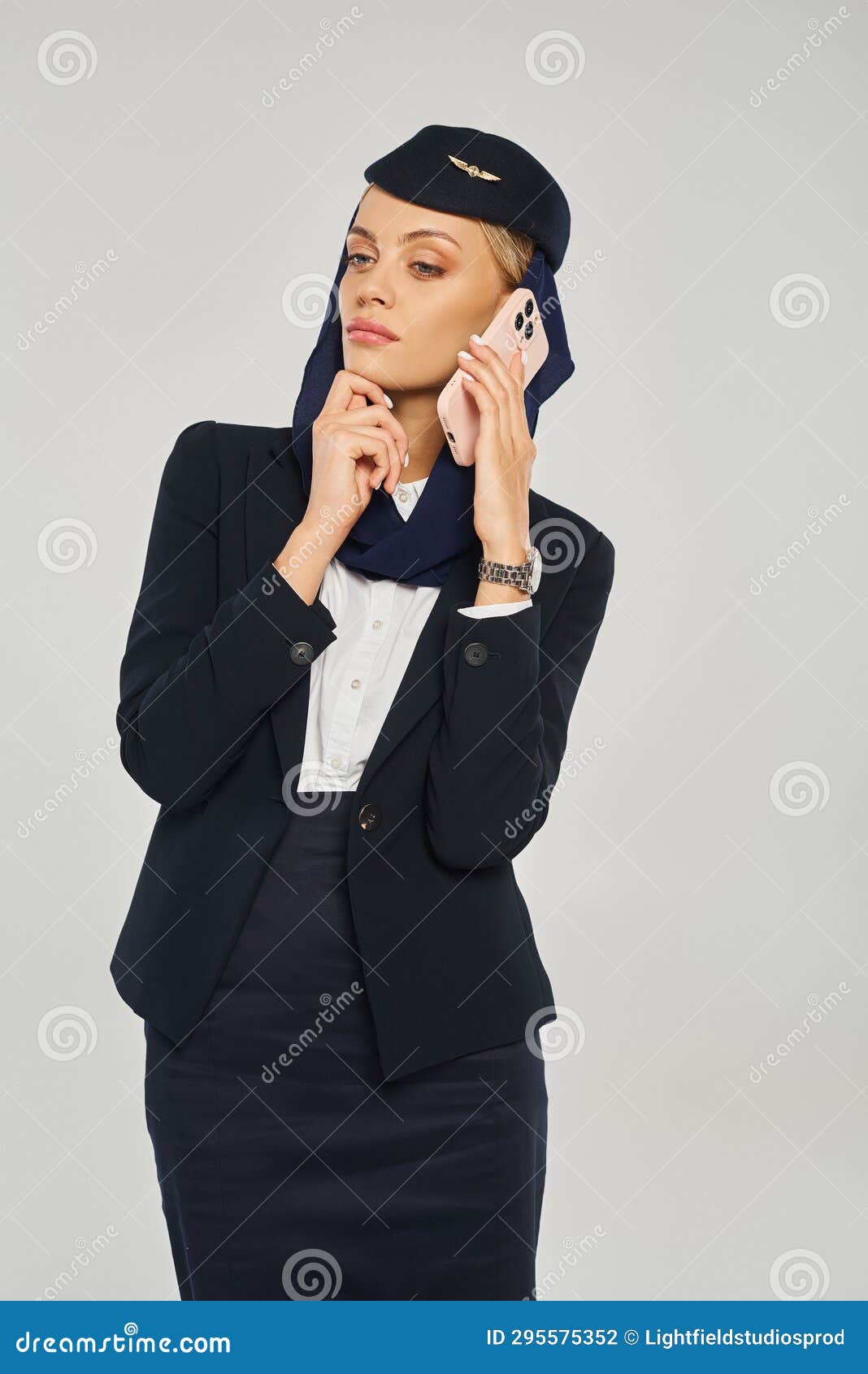 Pensive Air Hostess of Arabian Airlines Stock Photo - Image of fashion ...