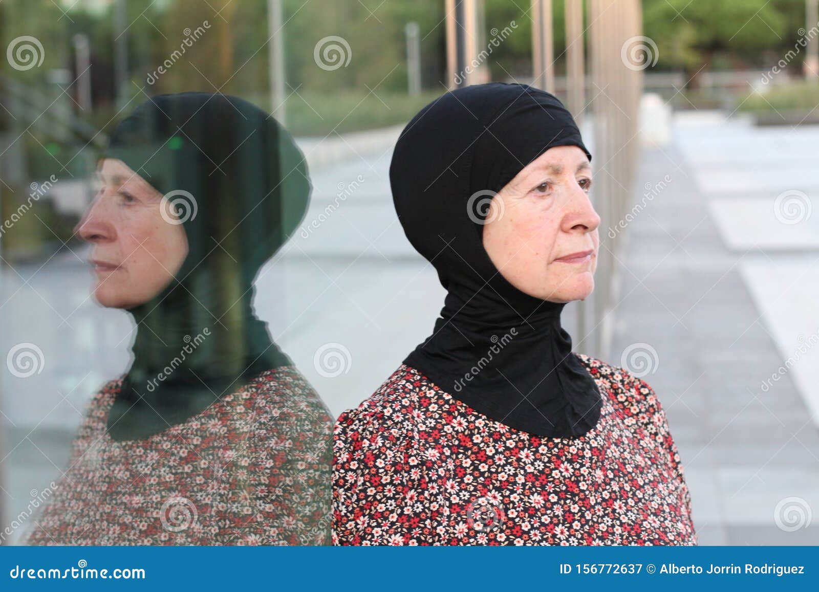 Pensive Arabic Woman with Reflection Stock Image - Image of feel, arab ...